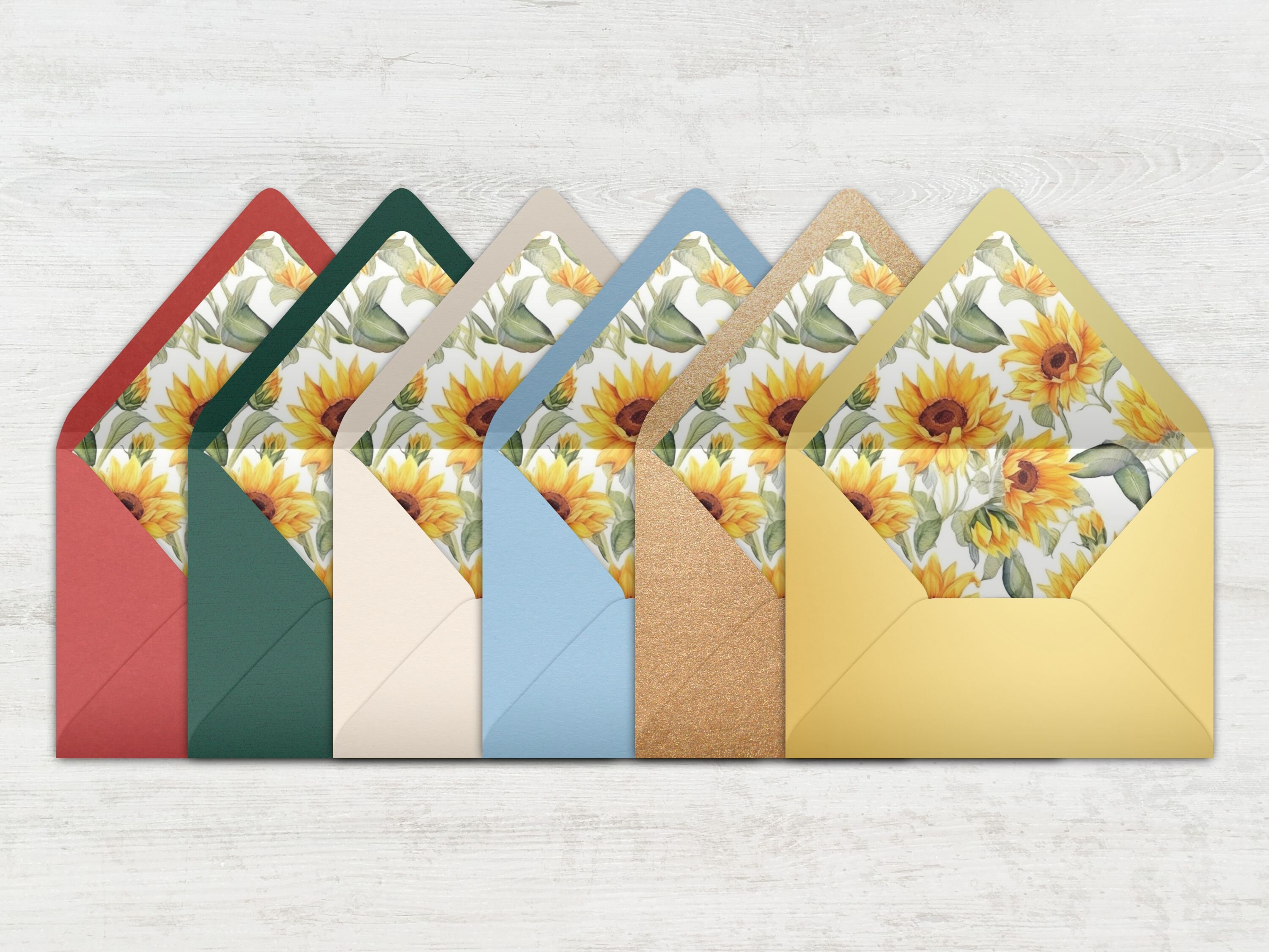 Sunflower Envelope Liners, INSTANT DOWNLOAD, Canva Template, Botanical ...