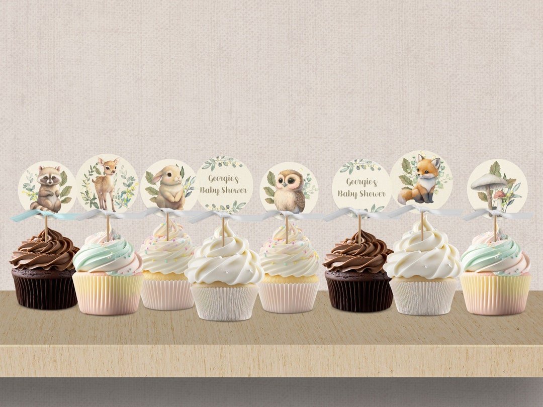 Cupcake Toppers, Woodland Babies, Forest Animals, INSTANT DOWNLOAD ...