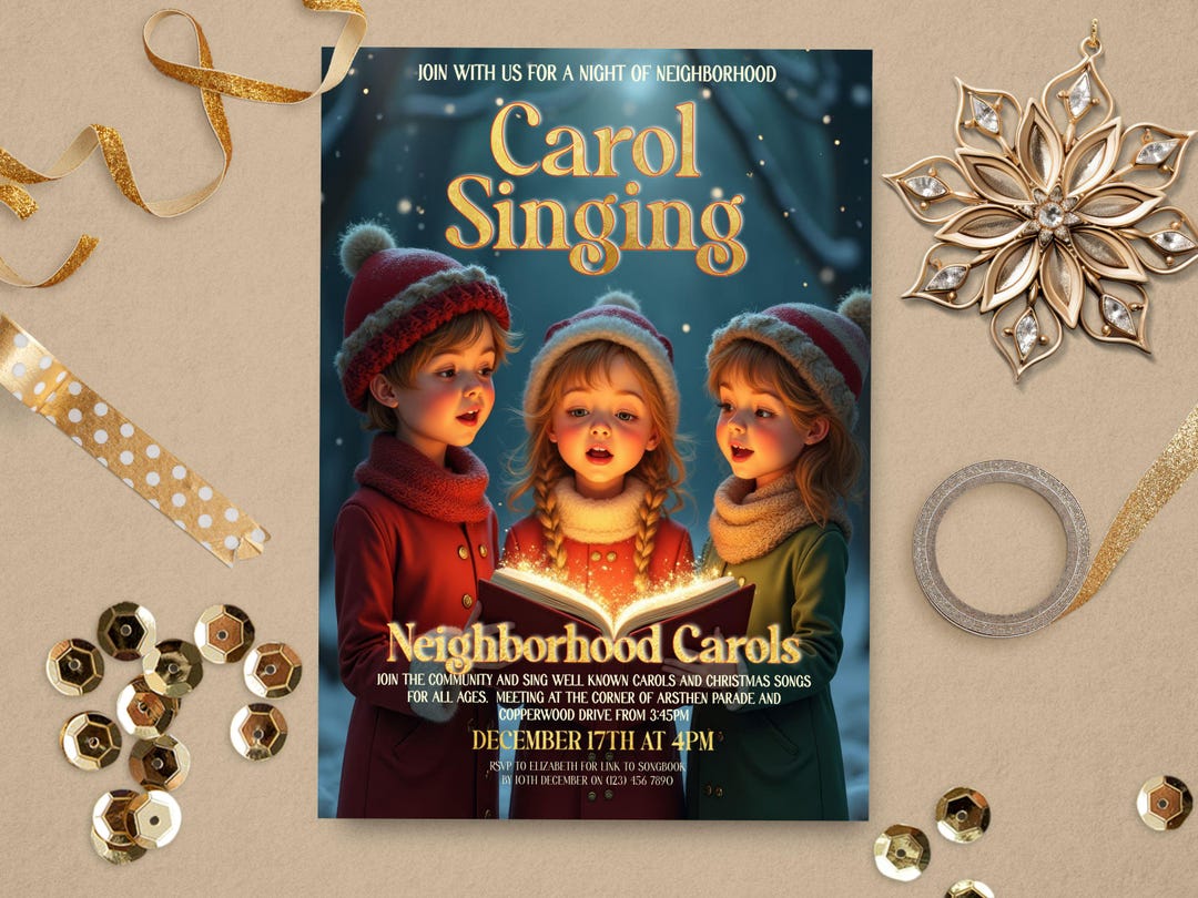Christmas Caroling Invitation, INSTANT DOWNLOAD, Neighborhood Christmas ...