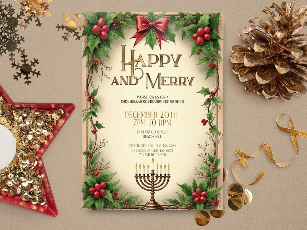 Chrismukkah Party, INSTANT DOWNLOAD, Friendsmas, Holiday Cocktail ...