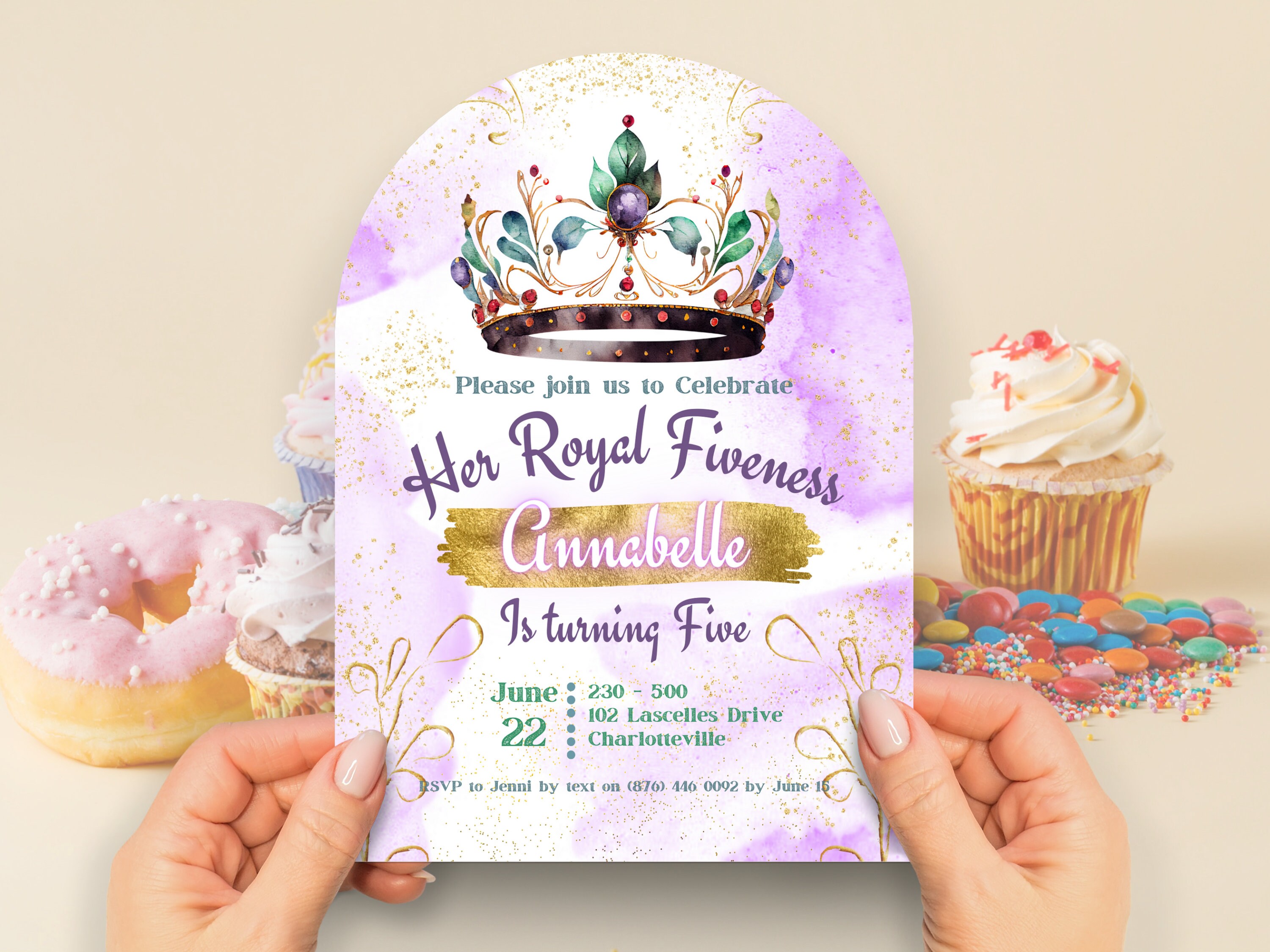 Her Royal Five-ness Birthday Invitation INSTANT DOWNLOAD Edit in Canva ...