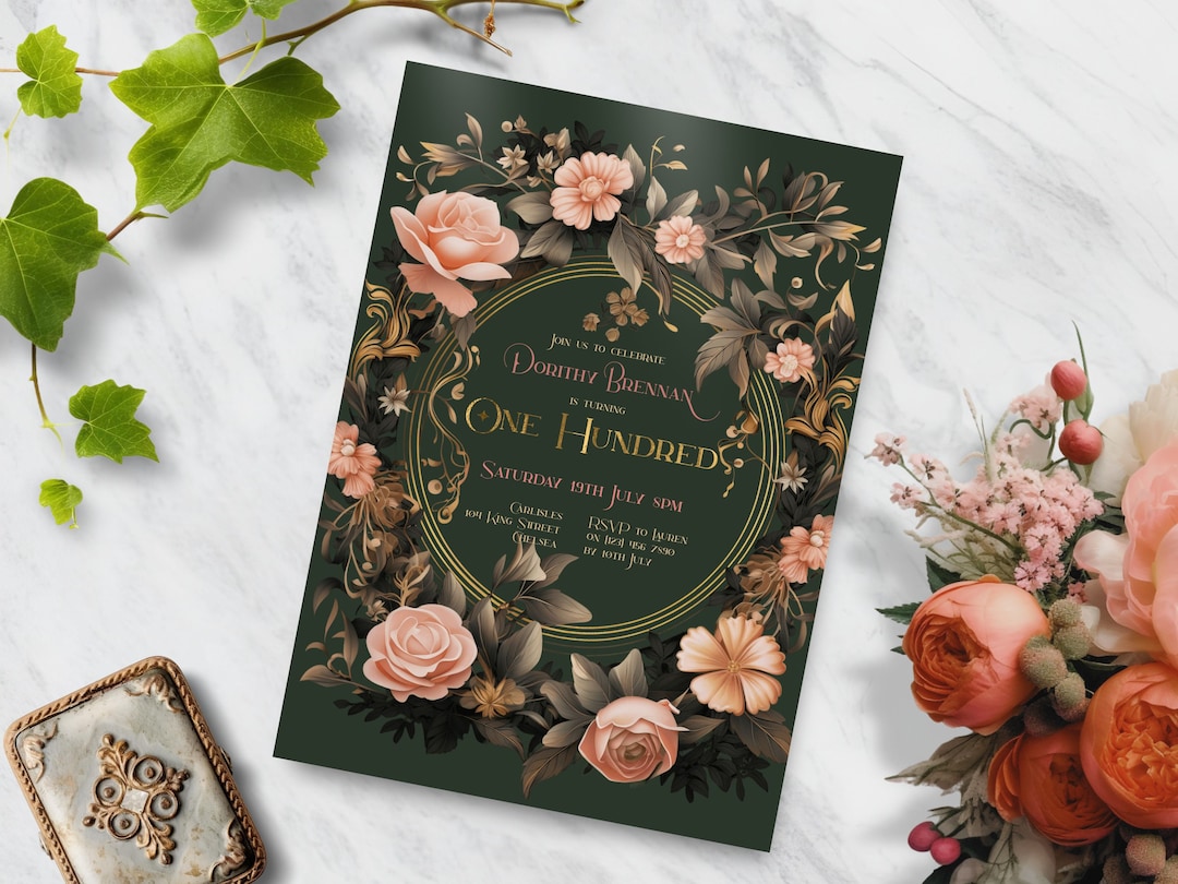 Victorian Birthday Invitation, INSTANT DOWNLOAD, Botanical Invite ...