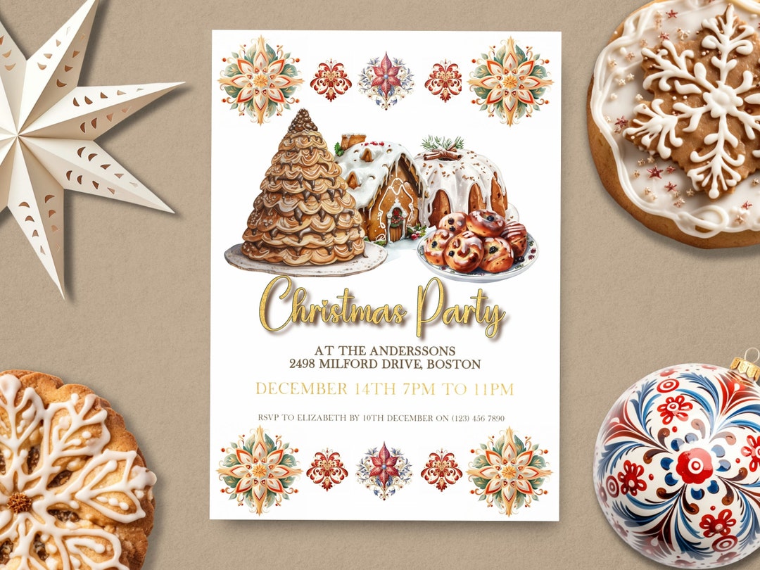 Christmas Party, INSTANT DOWNLOAD, Christmas Party Invitation, Nordic ...