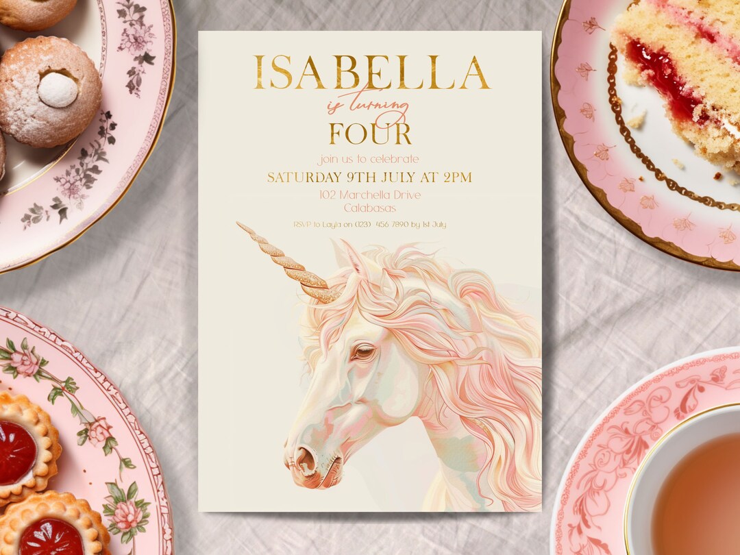 4th Birthday Party Invitation, INSTANT DOWNLOAD, Girl Turning Four ...