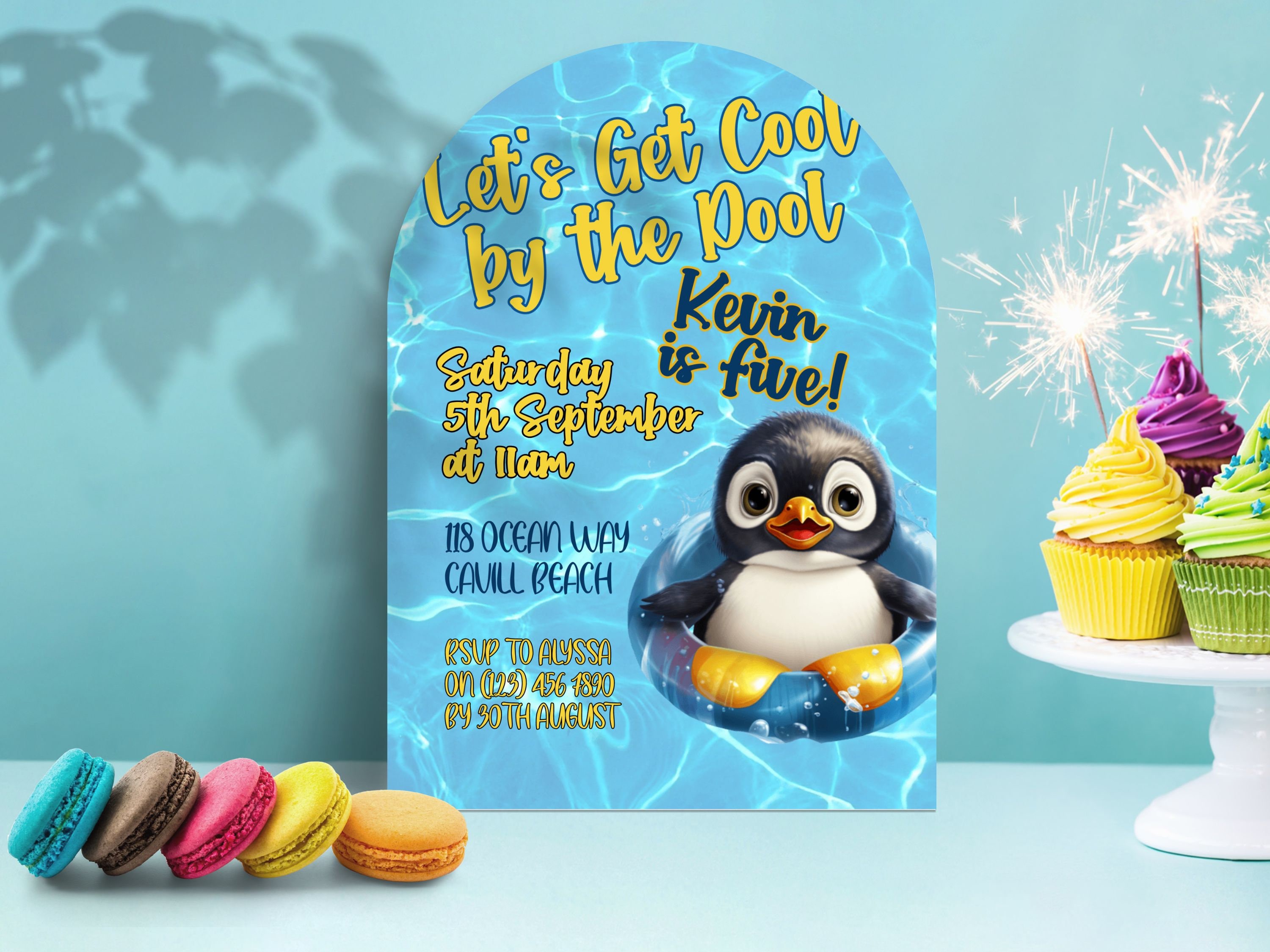 Penguin Pool Party Invitation, INSTANT DOWNLOAD, Pool Party, Penguin ...