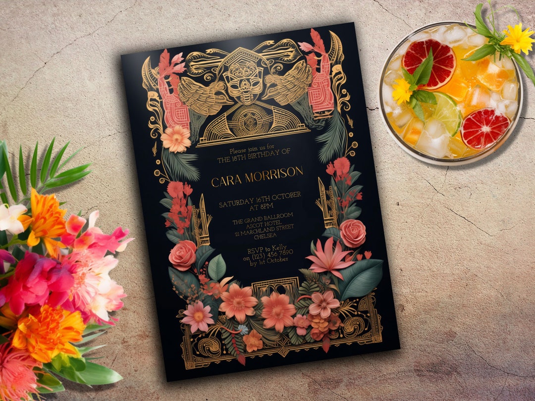 Mayan Party Invitation, INSTANT DOWNLOAD, Mayan Theme, South American ...