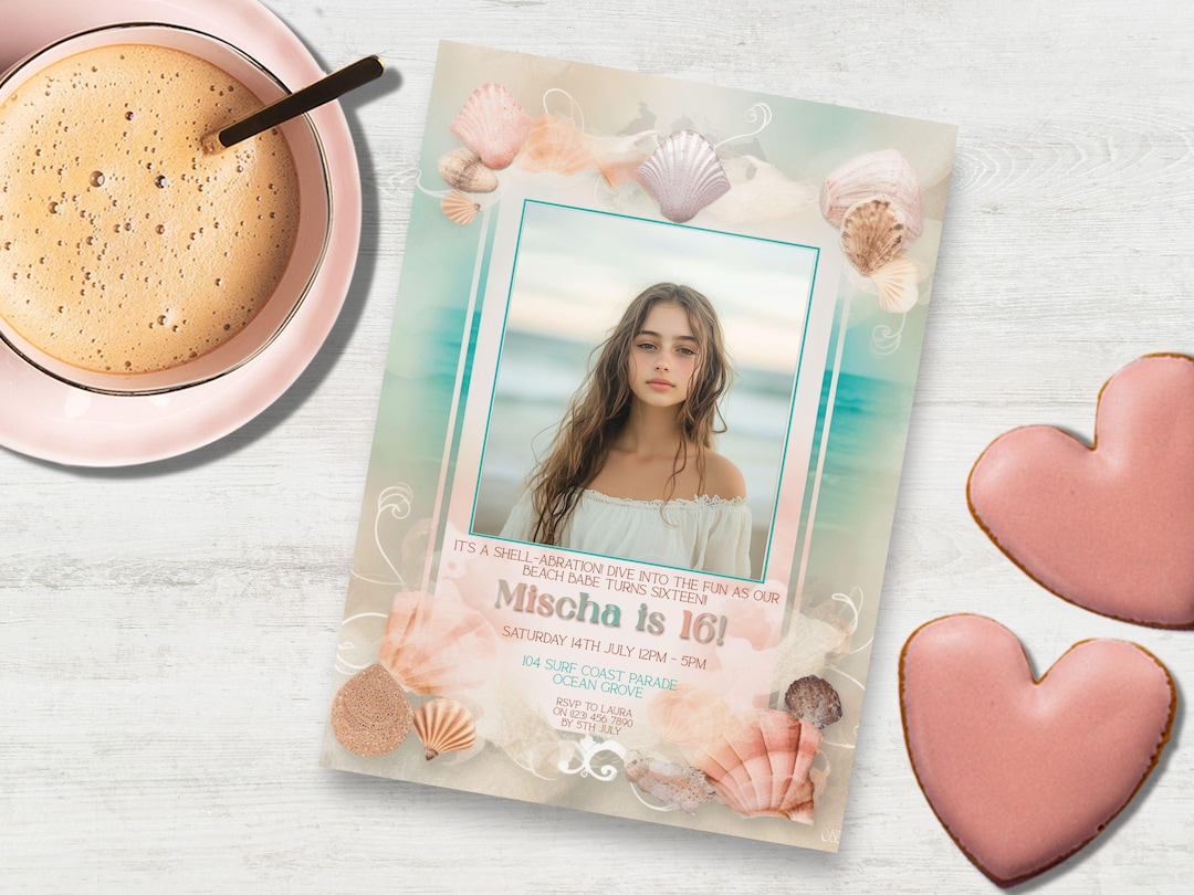 Girl 16th Birthday Invitation, INSTANT DOWNLOAD, Under the Sea, Beach ...