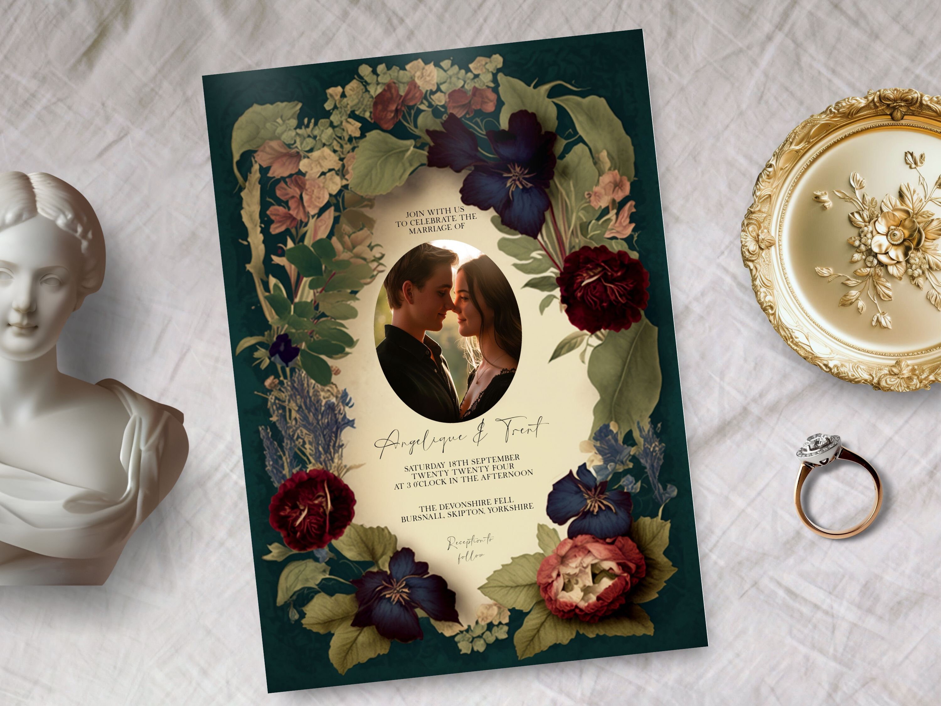 Victorian Wedding Invitation, INSTANT DOWNLOAD, Photo, Vintage Floral ...