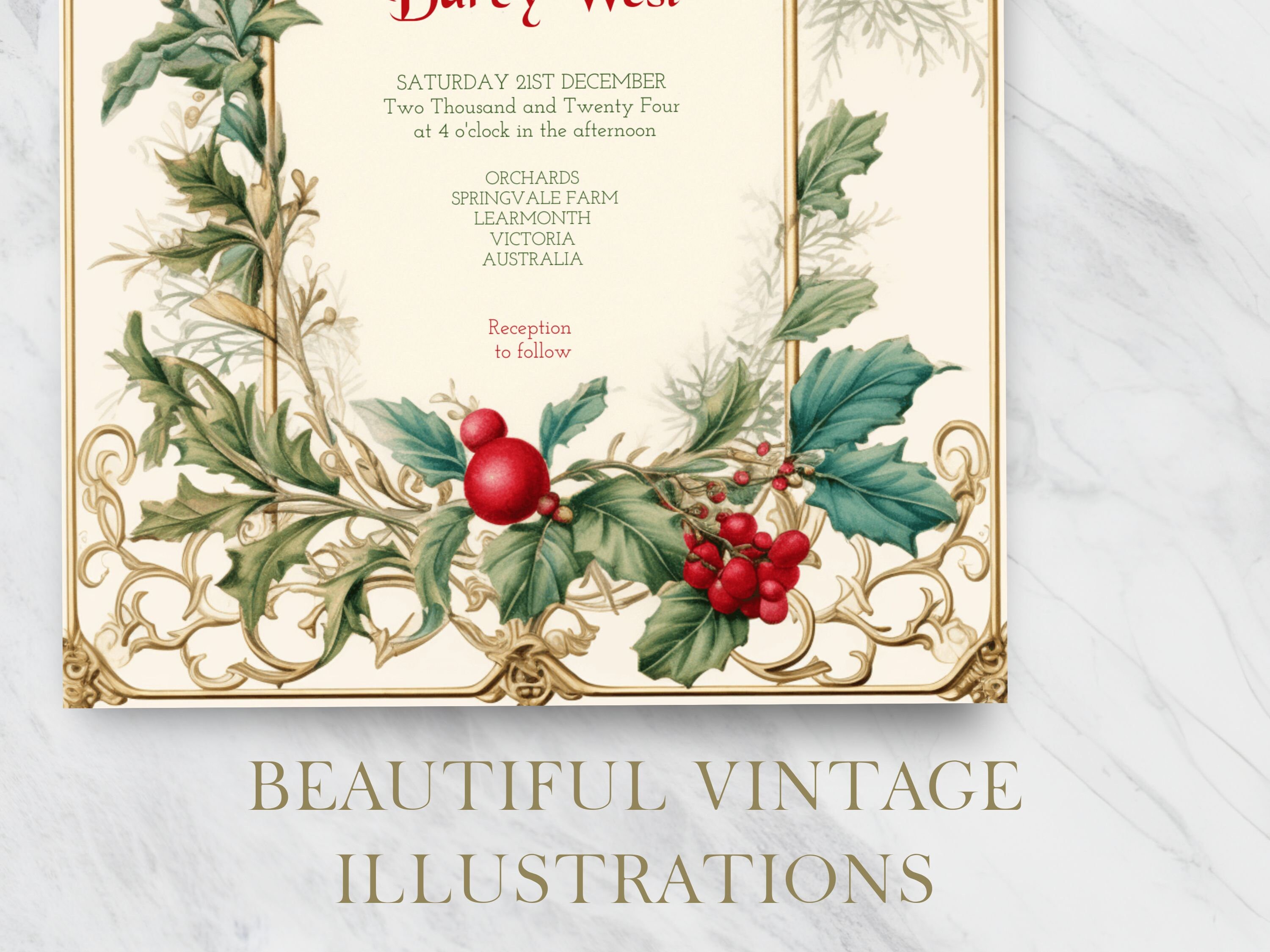 Victorian Wedding Invitation, INSTANT DOWNLOAD, Vintage Christmas ...