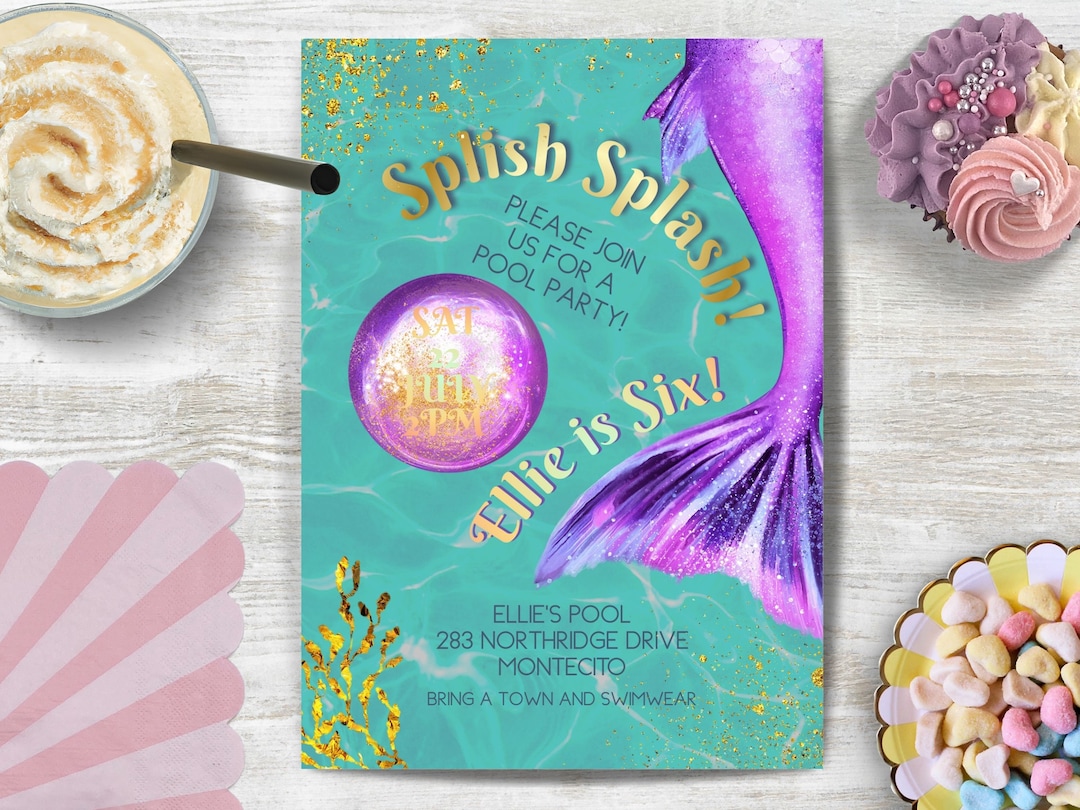Mermaid Pool Party Invitation, INSTANT DOWNLOAD, Pool Party, Mermaid ...