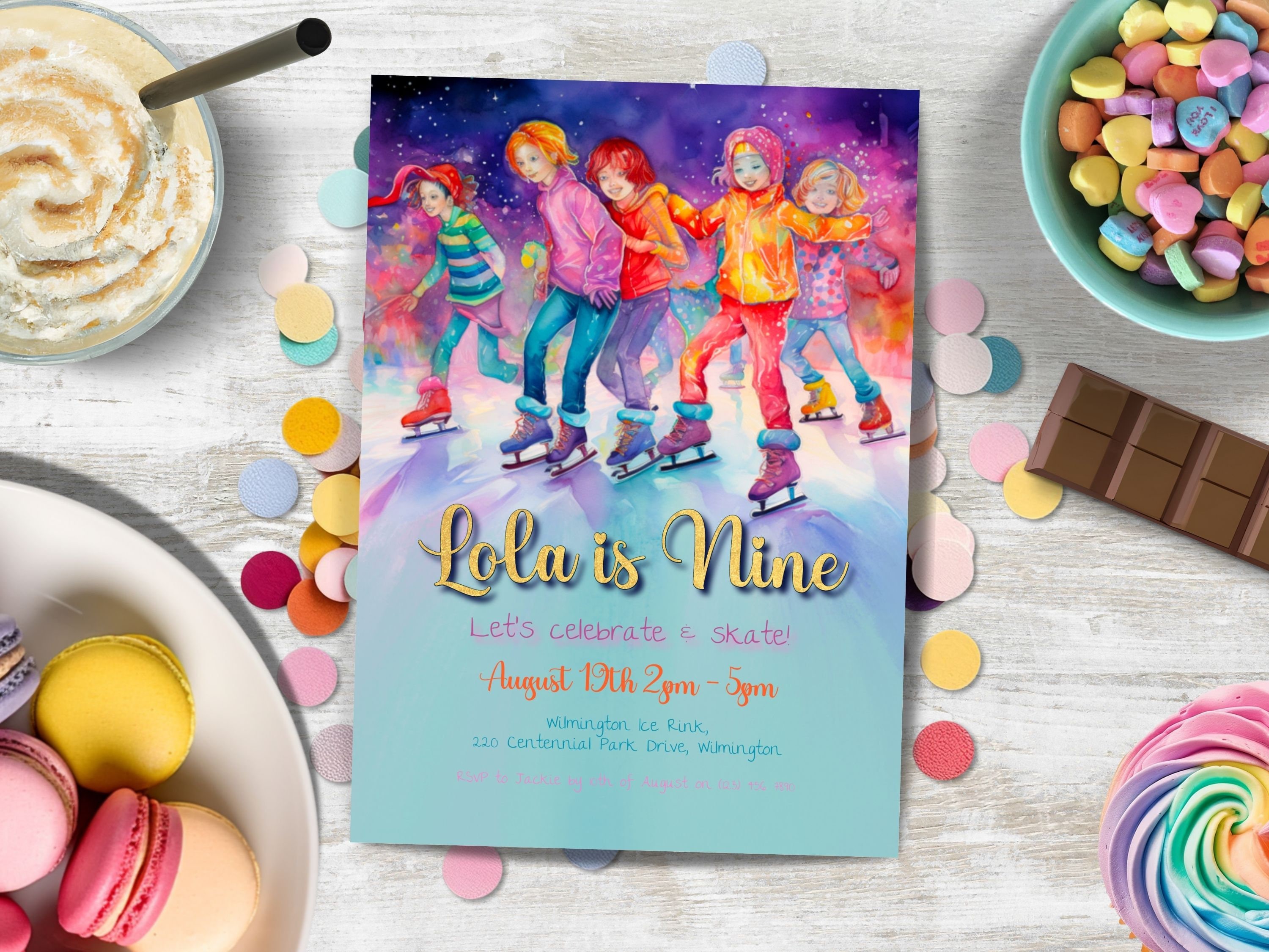 Ice Skating Birthday Invitation, INSTANT DOWNLOAD, Ice Skates Party ...