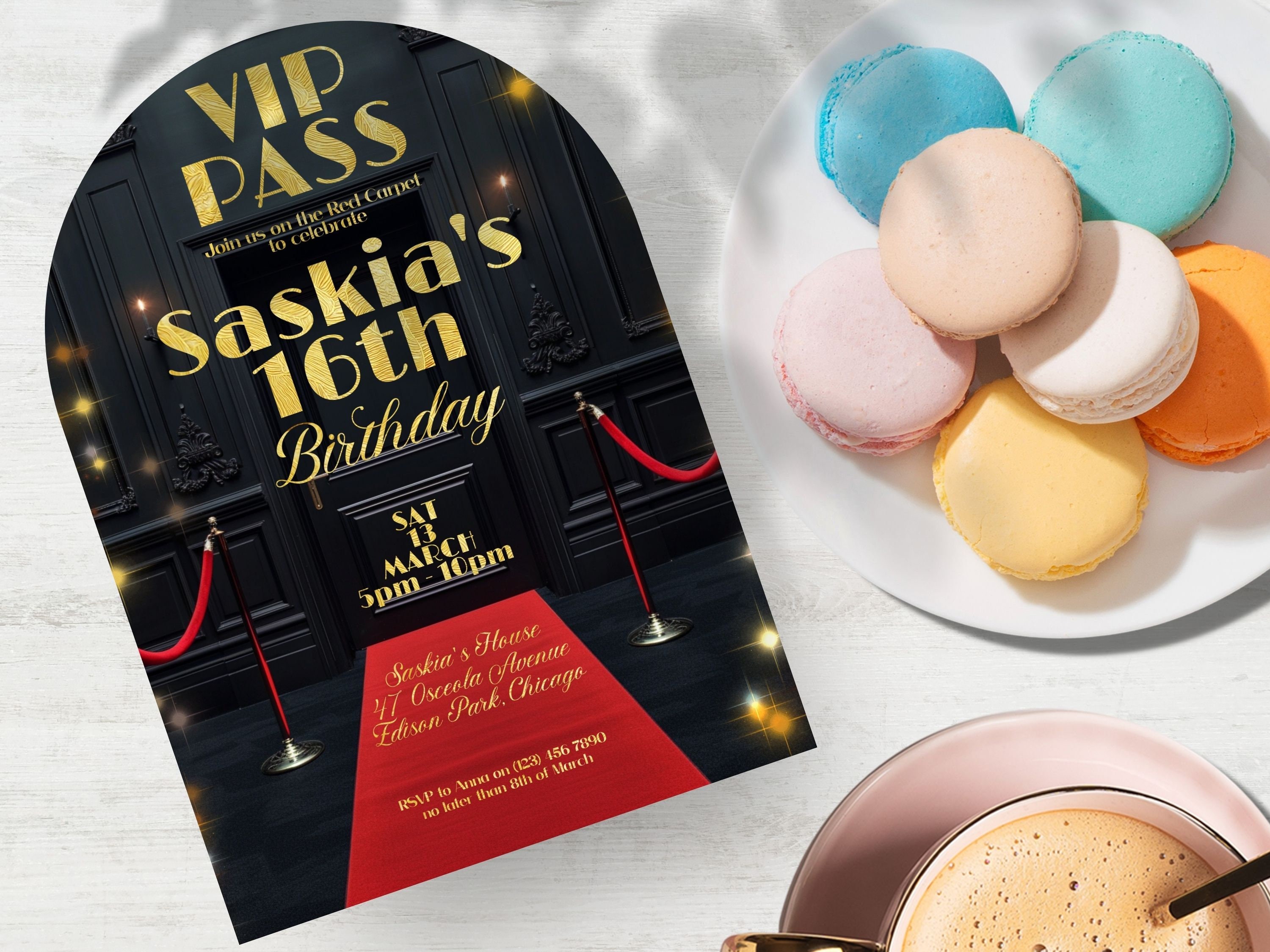 VIP Pass Birthday Invitation, INSTANT DOWNLOAD, Hollywood Red Carpet ...
