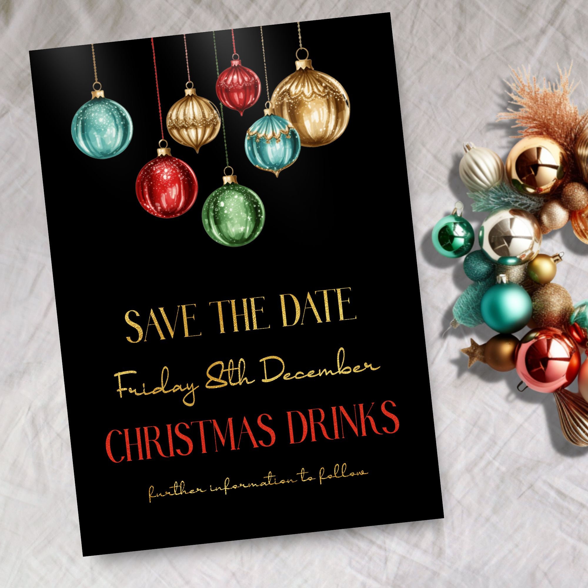 Christmas Save the Date, INSTANT DOWNLOAD, Save the Date Card, Xmas ...