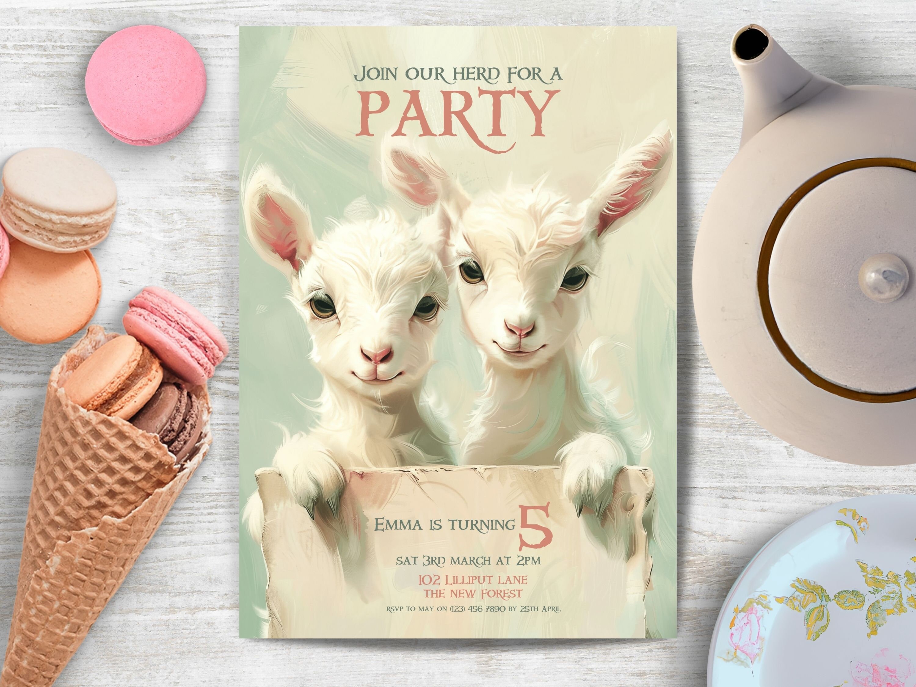 Goat Birthday Party Invitation, INSTANT DOWNLOAD, Join the Herd, Billy ...