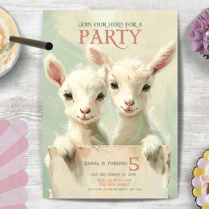Goat Birthday Party Invitation, INSTANT DOWNLOAD, Join the Herd, Billy ...