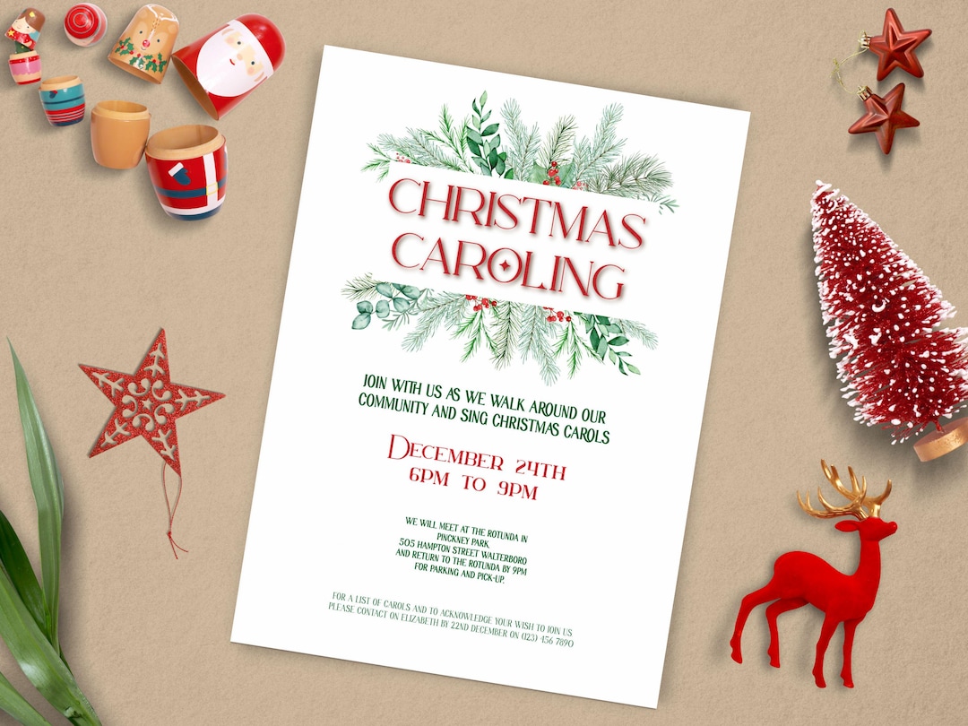 Christmas Caroling Invitation, INSTANT DOWNLOAD, Neighborhood Christmas ...