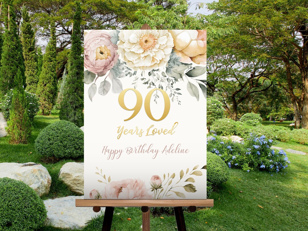 90th Birthday Welcome Sign, INSTANT DOWNLOAD, Boho Floral Welcome Sign ...