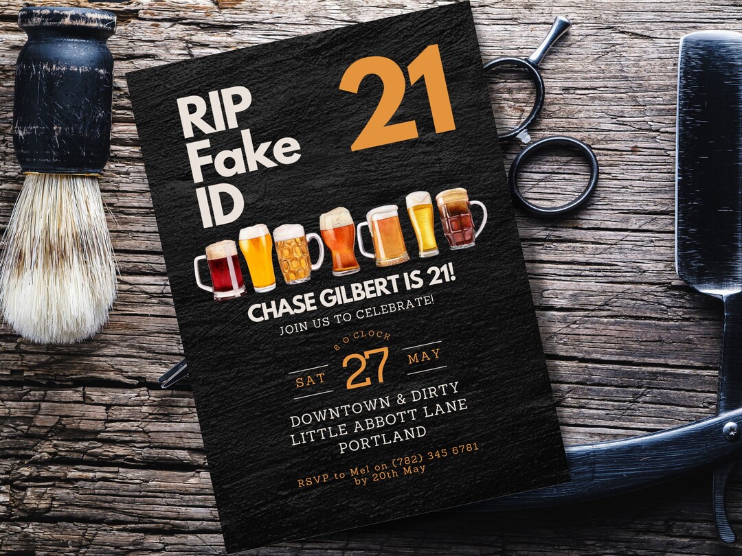 RIP Fake Id 21st Birthday Invitation INSTANT DOWNLOAD Canva Template ...