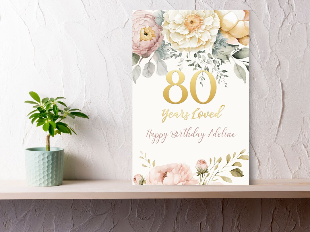 80th Birthday Welcome Sign, INSTANT DOWNLOAD, Boho Floral Welcome Sign ...