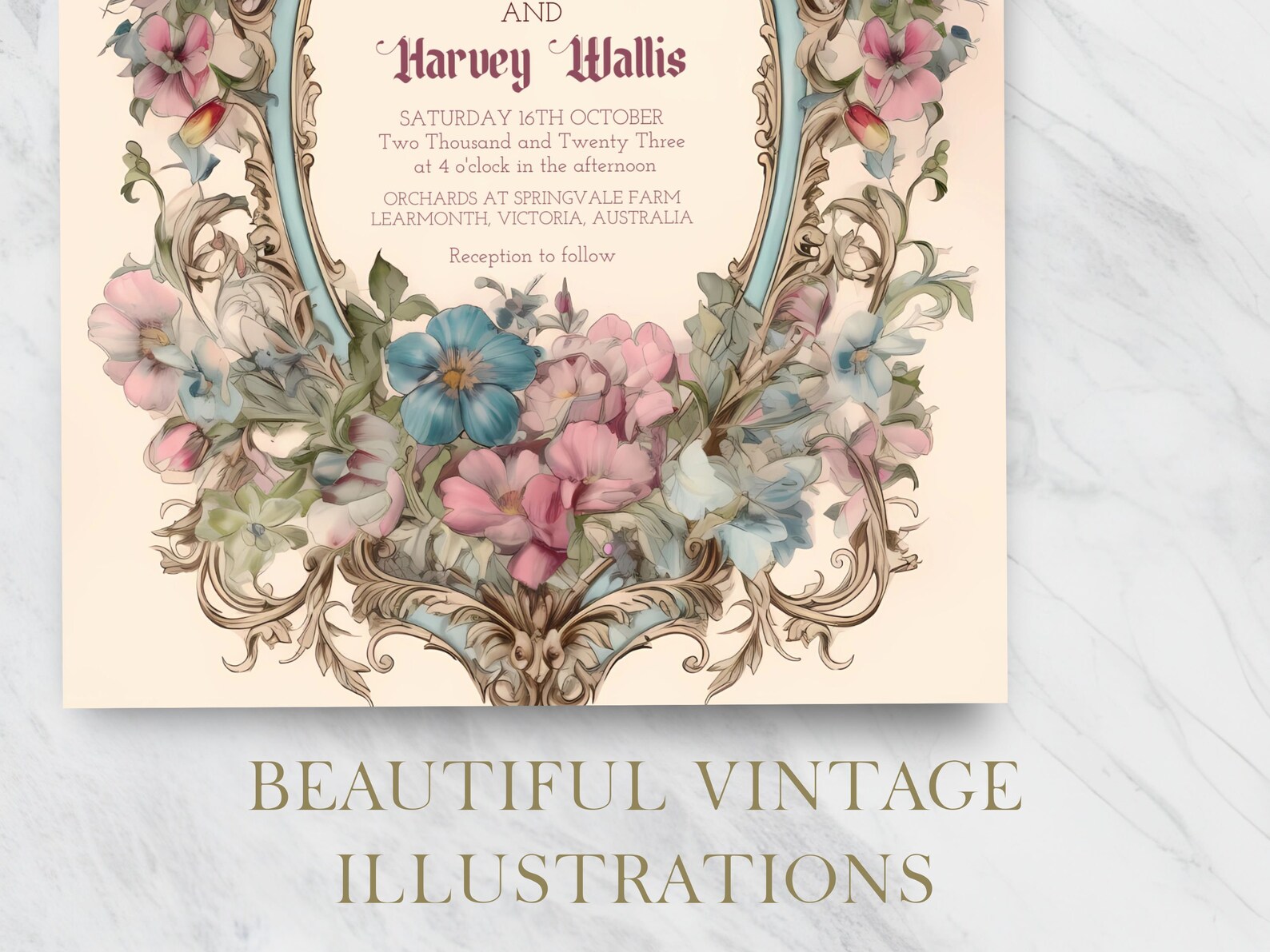 Victorian Wedding Invitation, INSTANT DOWNLOAD, Vintage Floral Invite ...
