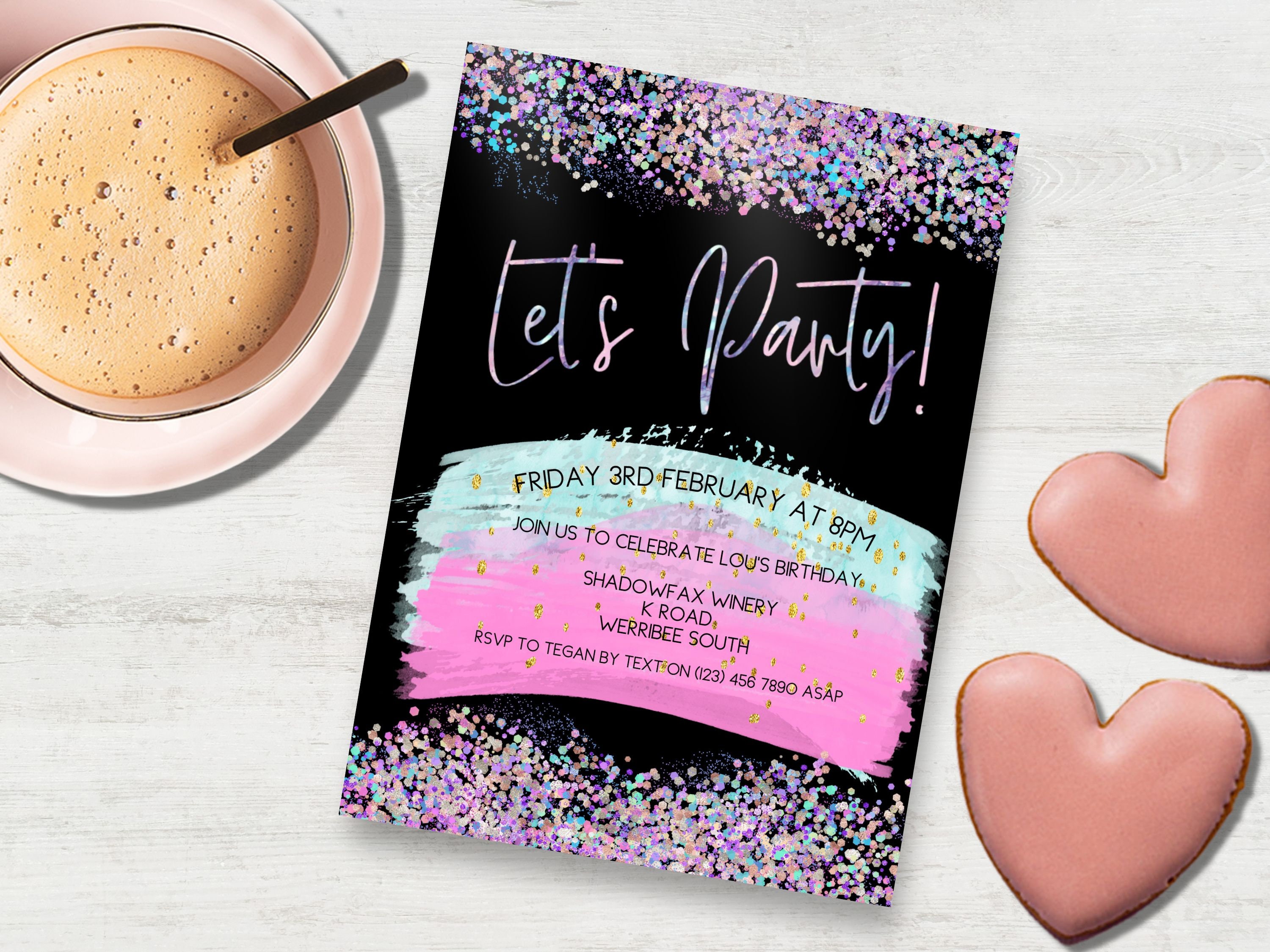 Let's Party Invitation INSTANT DOWNLOAD Rose Gold - Etsy