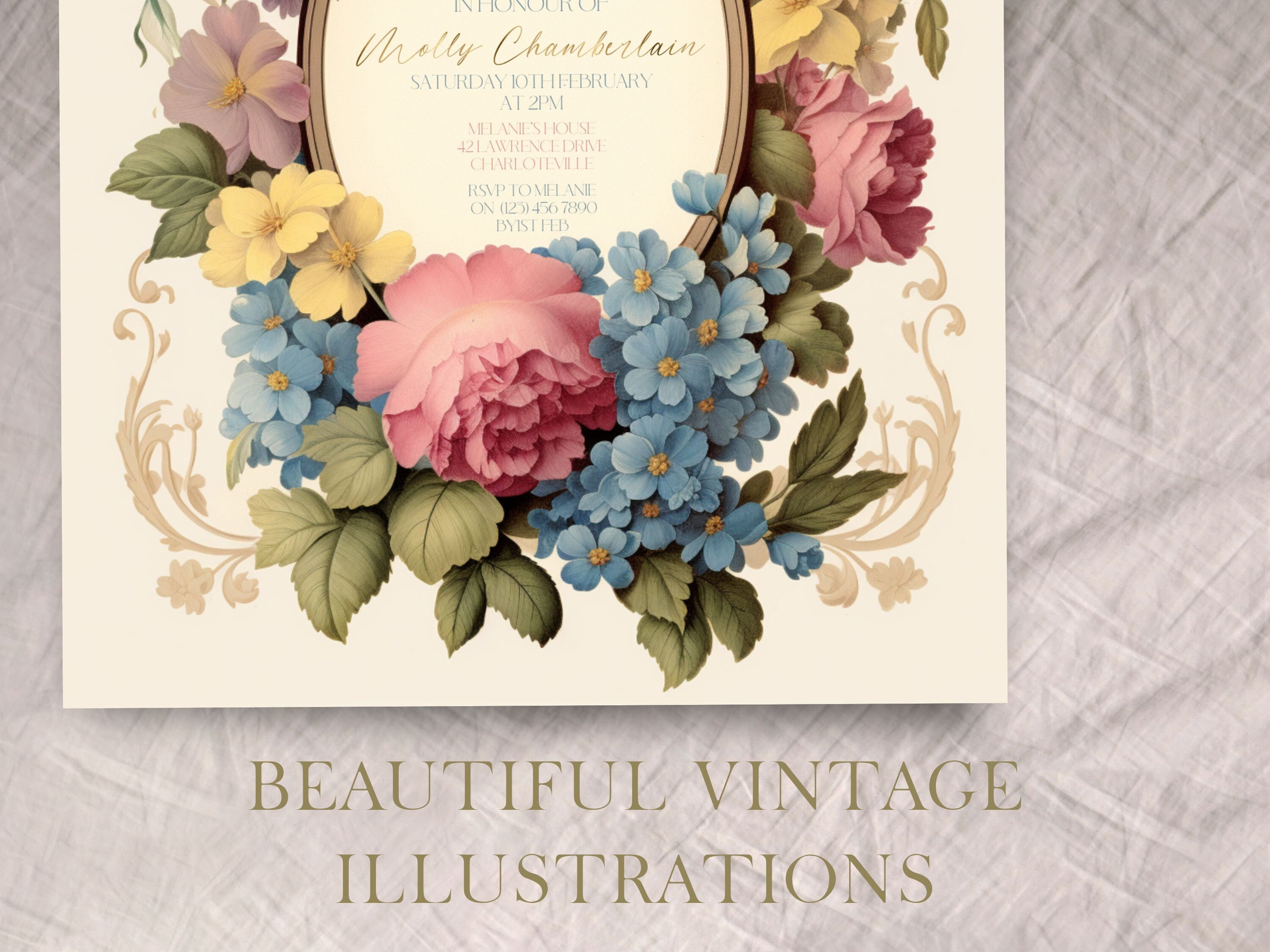 Victorian Bridal Shower Invitation, INSTANT DOWNLOAD, Vintage Floral ...