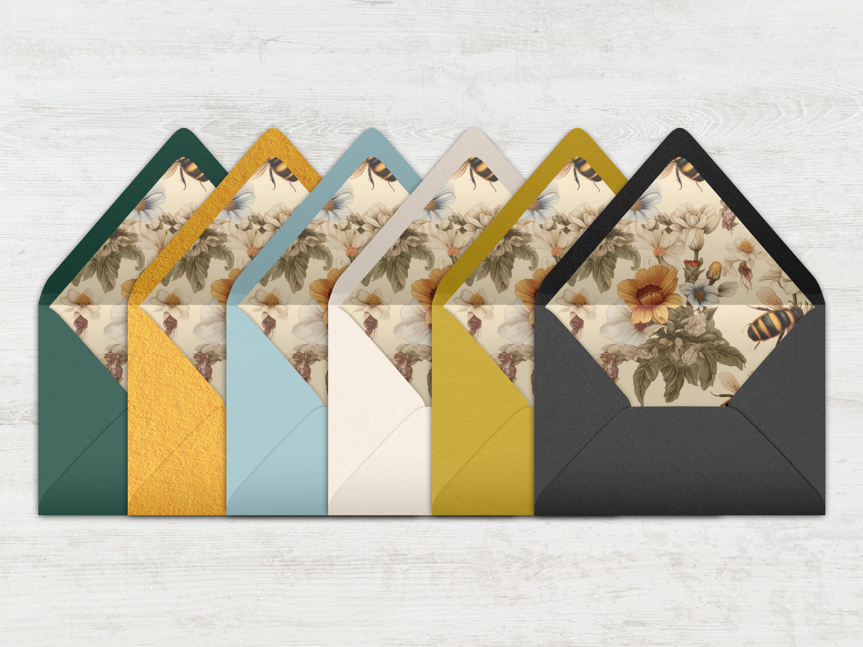 Bee Envelope Liner, INSTANT DOWNLOAD, Canva Template, Botanical, Floral ...