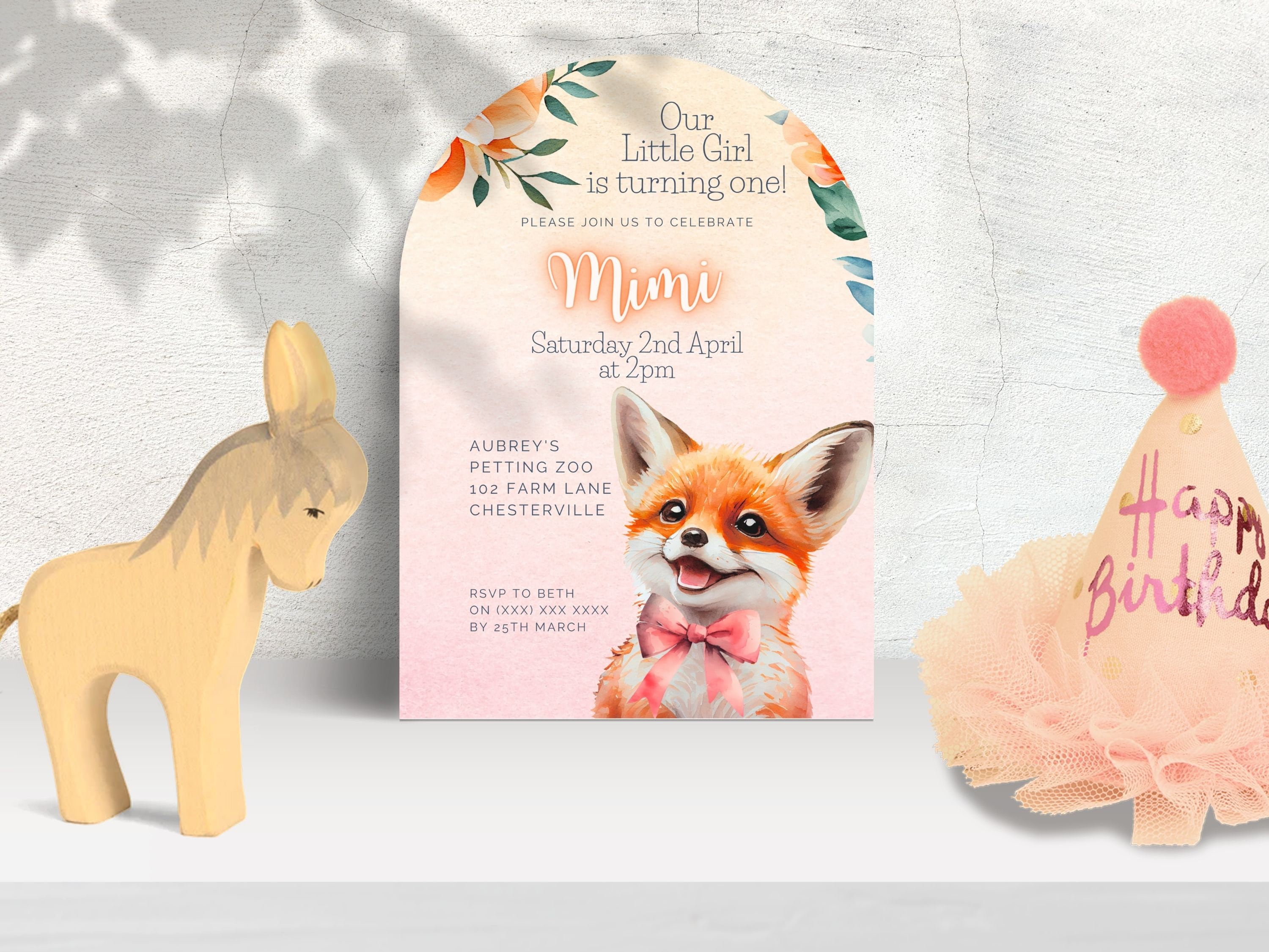 Our Little Girl is Turning One Birthday Invitation INSTANT DOWNLOAD ...