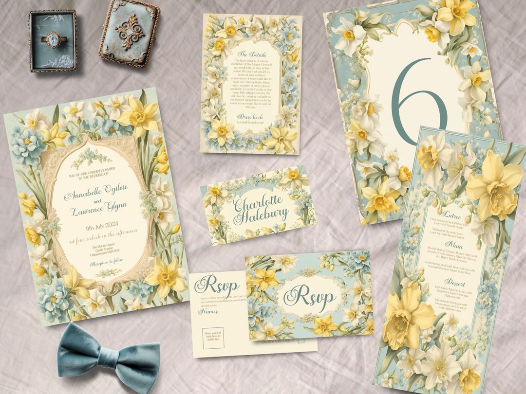 Daffodil Wedding Bundle, INSTANT DOWNLOAD, Edwardian, Victorian ...