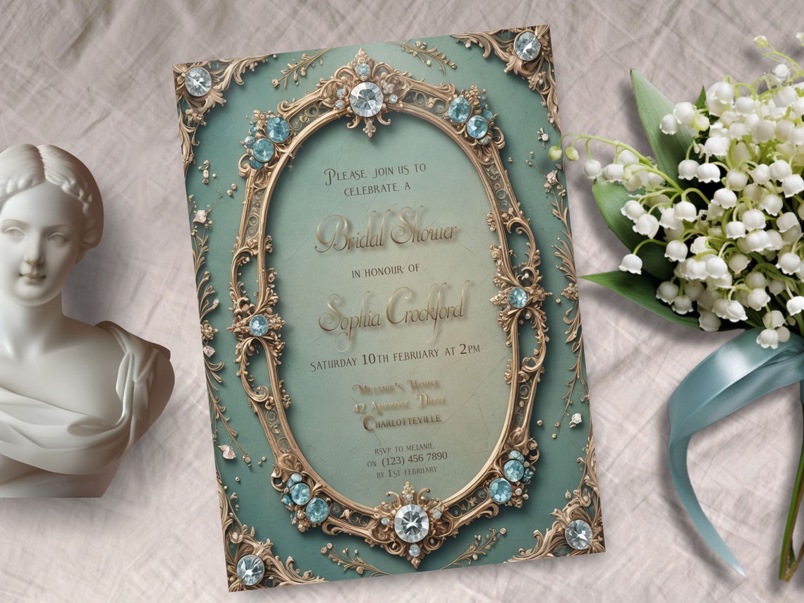 Victorian Bridal Shower Invitation, INSTANT DOWNLOAD, Regency Invite ...