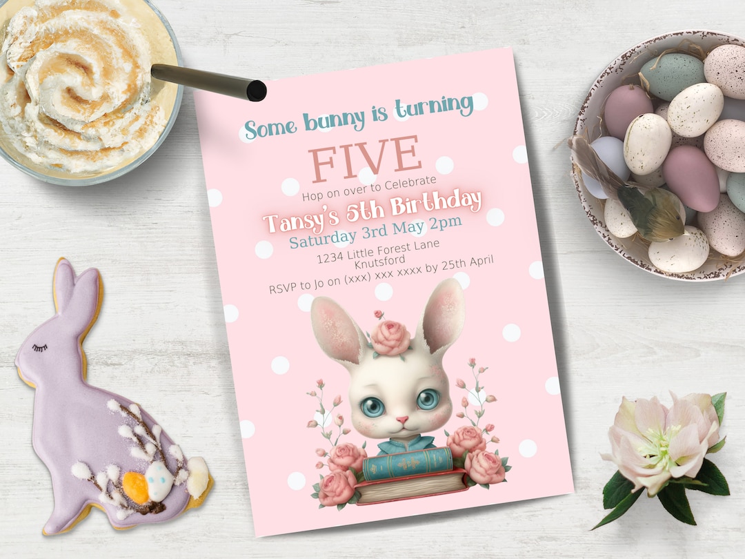 Some Bunny is Turning Five Party Invite INSTANT DOWNLOAD Cute. Chibi ...