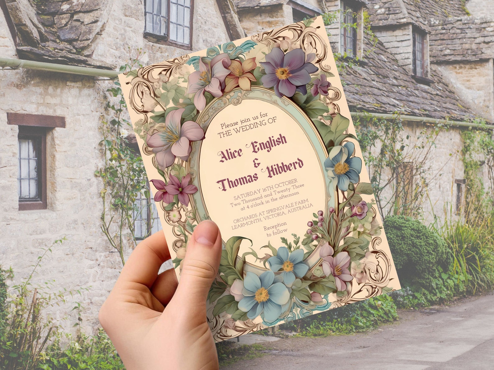 Victorian Wedding Invitation, INSTANT DOWNLOAD, Vintage Floral Invite ...