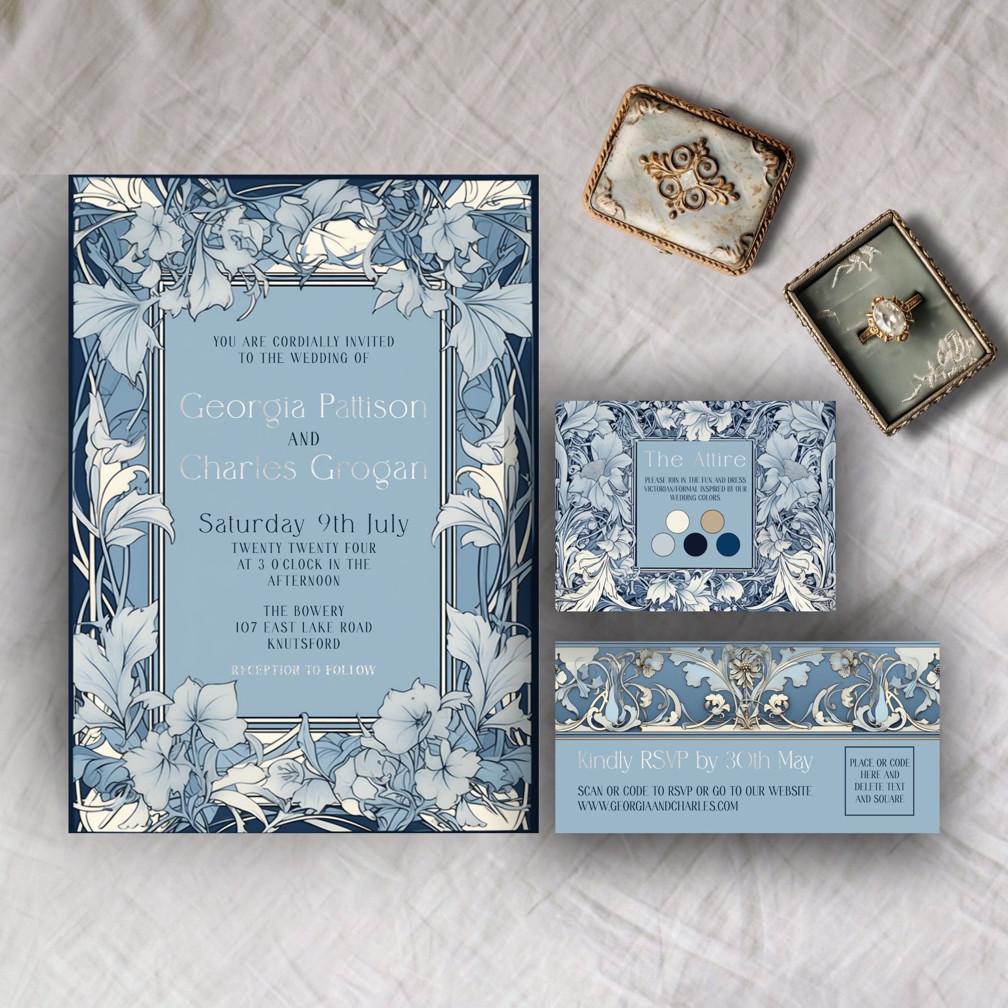 Art Deco Wedding Invitation, INSTANT DOWNLOAD, Victorian Wedding Suite ...