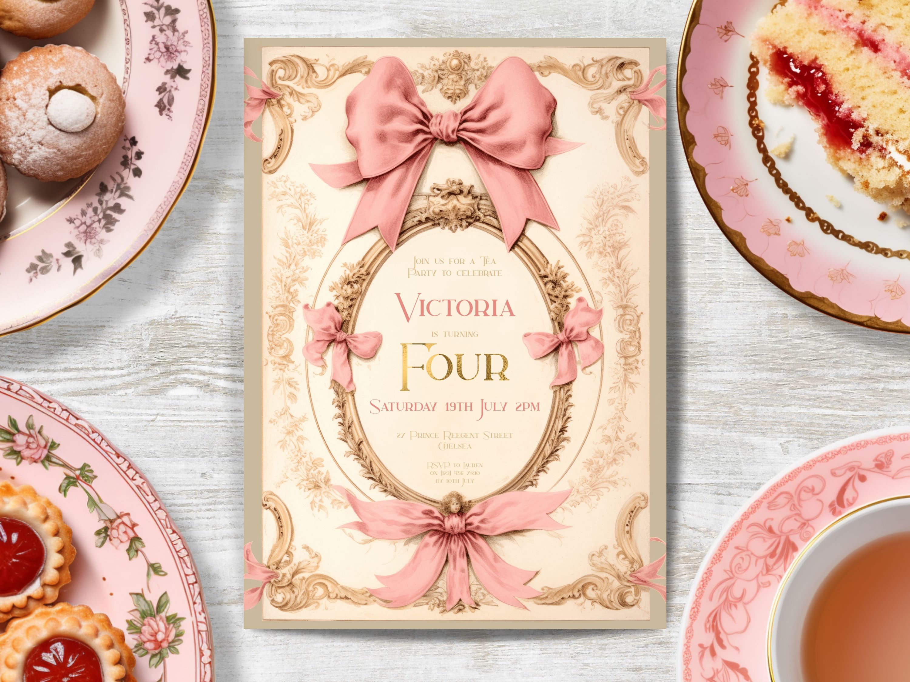 Tea Party Invitation, INSTANT DOWNLOAD, Victorian, Regency, Fancy Tea ...