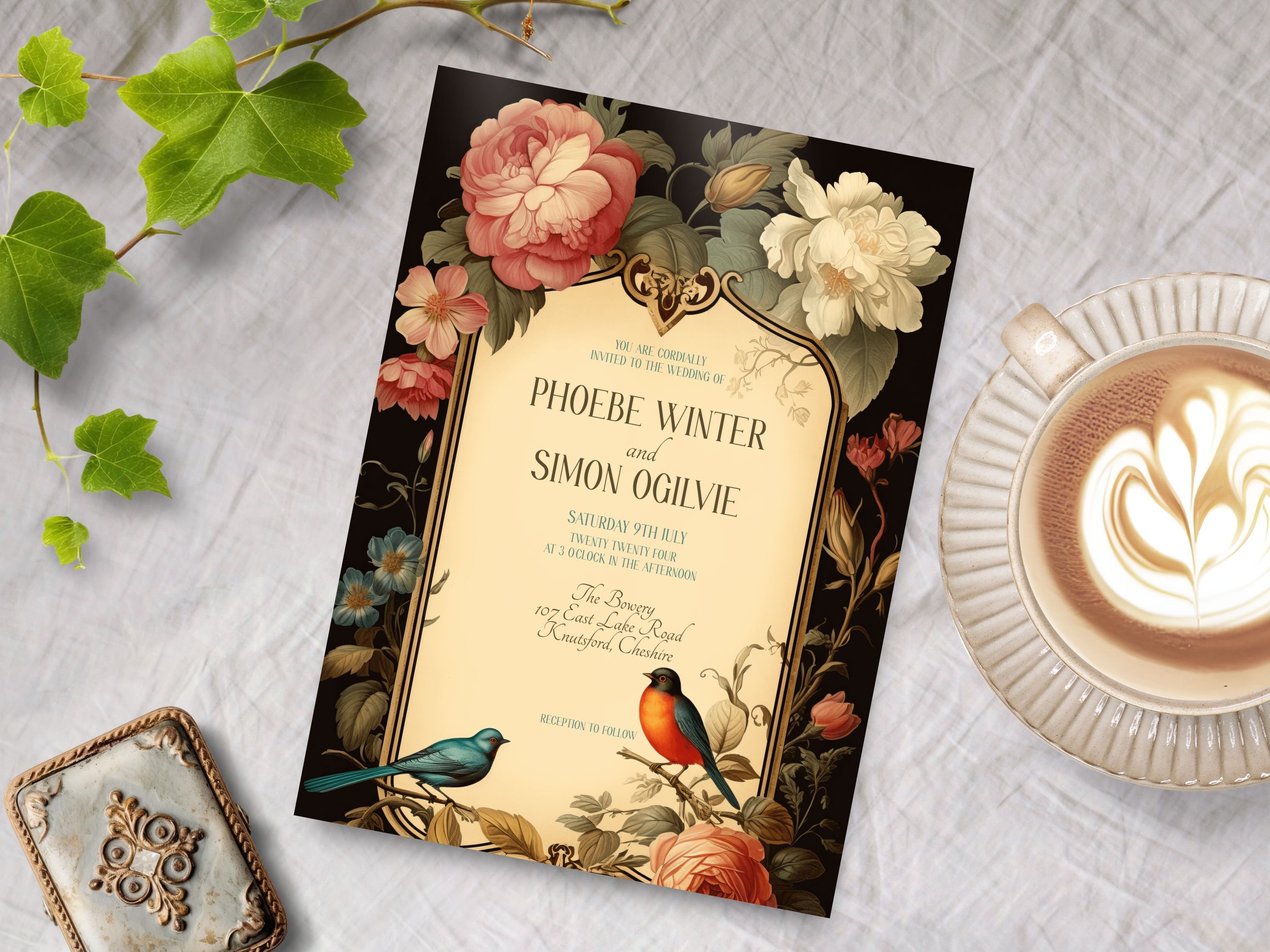 Victorian Wedding Invitation, INSTANT DOWNLOAD, Vintage Floral Invite ...