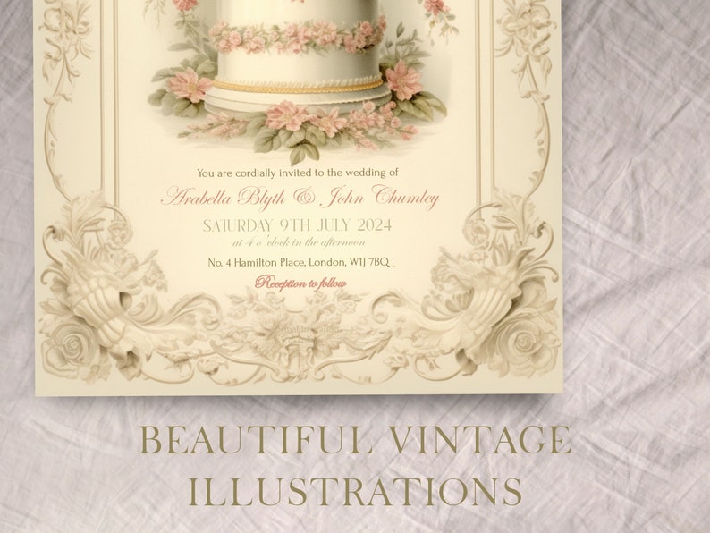 Victorian Wedding Invitation, INSTANT DOWNLOAD, Vintage Floral Invite ...