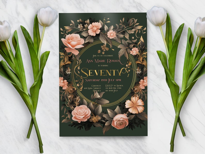 Victorian Birthday Invitation, INSTANT DOWNLOAD, Botanical Invite ...