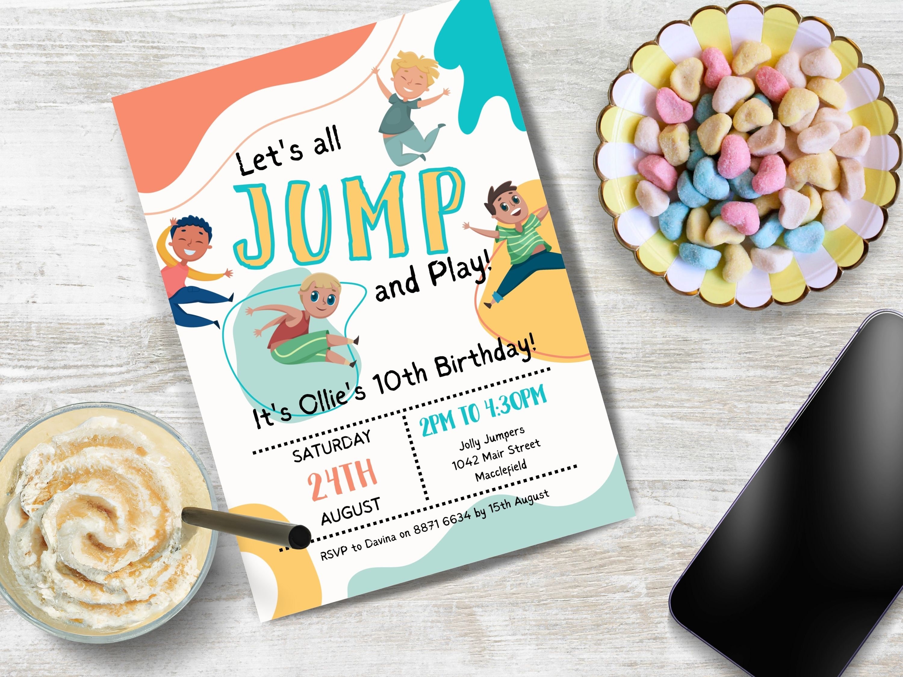 Jump Invitation, Editable Jump Birthday Invite INSTANT DOWNLOAD ...