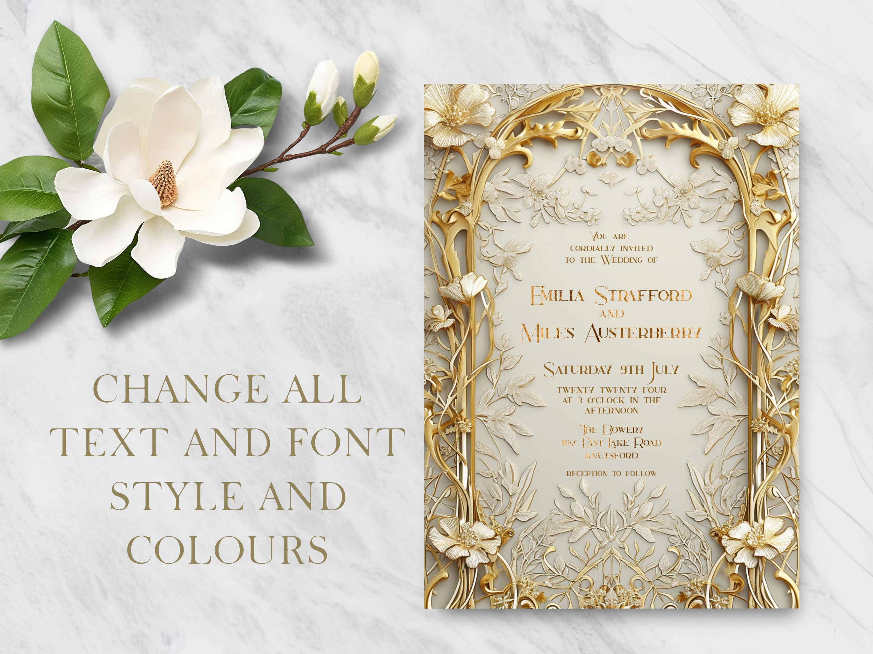 Victorian Wedding Invitation, INSTANT DOWNLOAD, Vintage Floral Invite ...