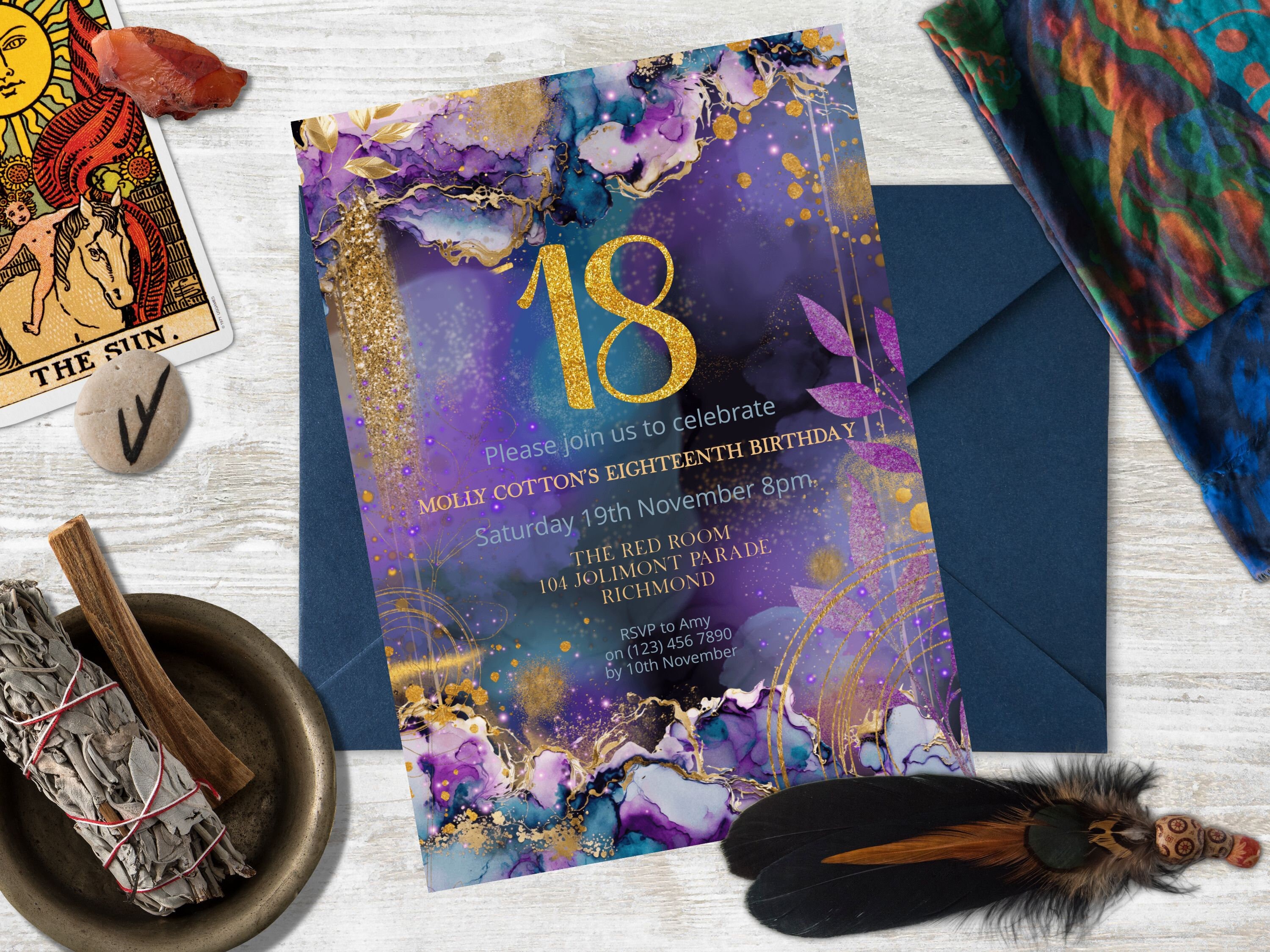 18th Birthday Party Invitation INSTANT DOWNLOAD Purple - Etsy