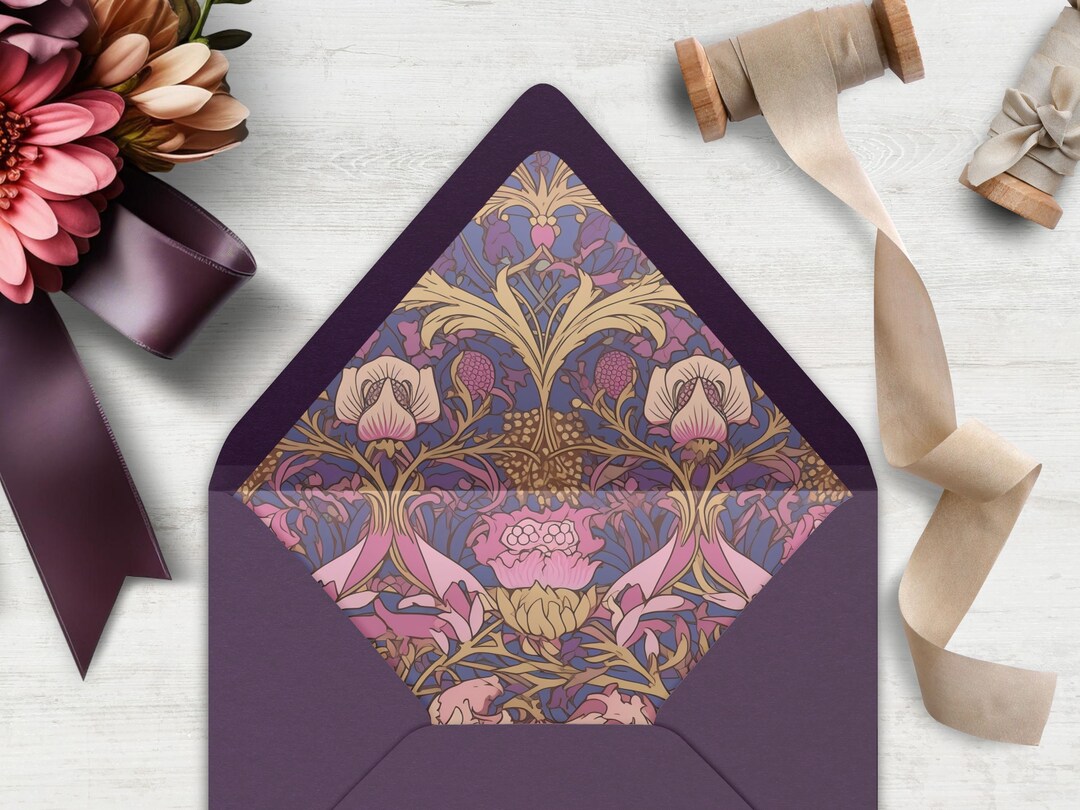 William Morris Style Envelope Liner, INSTANT DOWNLOAD, Canva Template ...