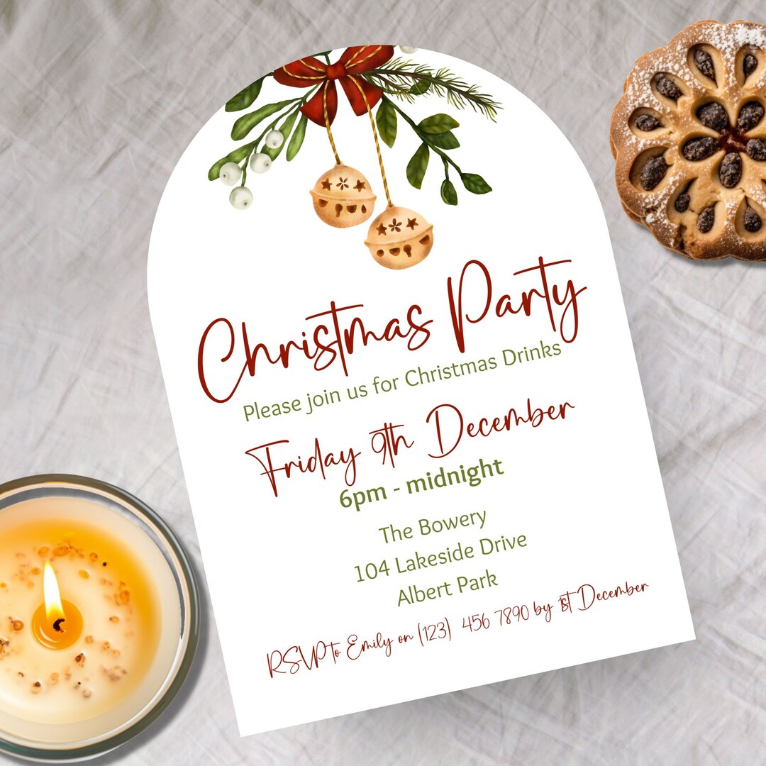 Christmas Party Invite Editable Template, INSTANT DOWNLOAD, Christmas ...