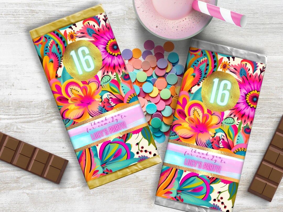 Floral Chocolate Wrapper, INSTANT DOWNLOAD, Printable Chocolate Wrap ...