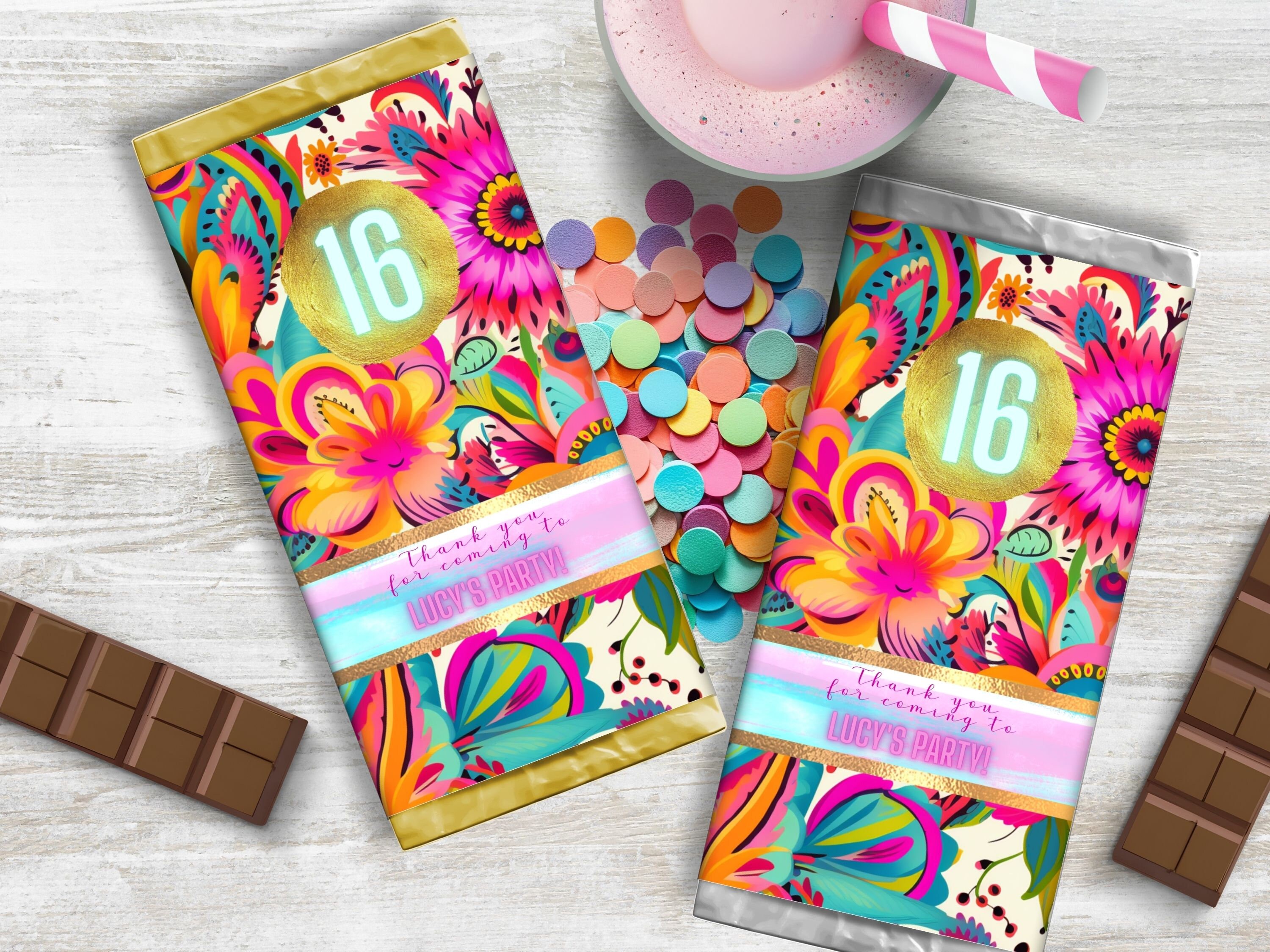 Floral Chocolate Wrapper, INSTANT DOWNLOAD, Printable Chocolate Wrap ...