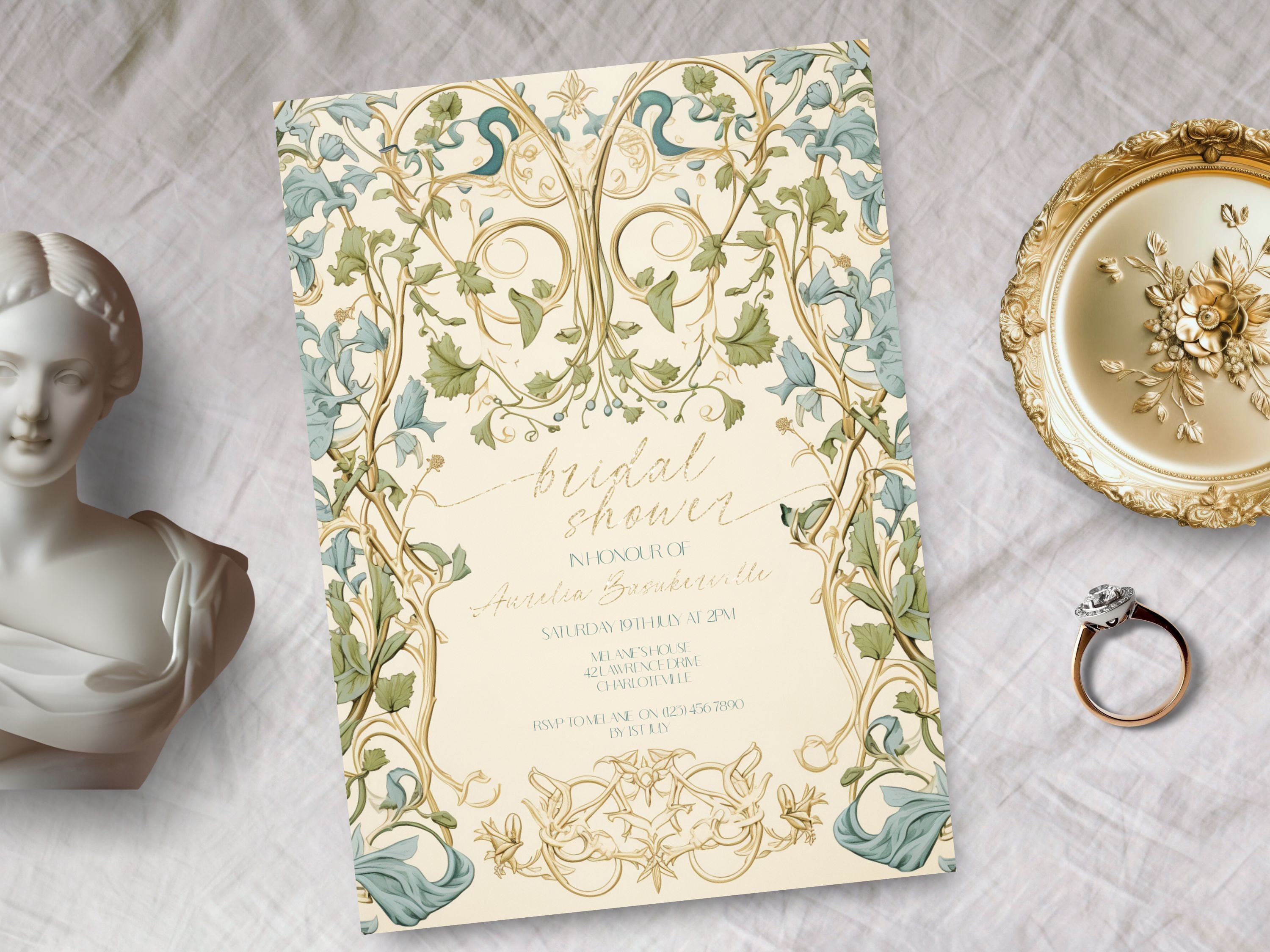 Regency Bridal Shower Invitation, INSTANT DOWNLOAD, Vintage Floral ...