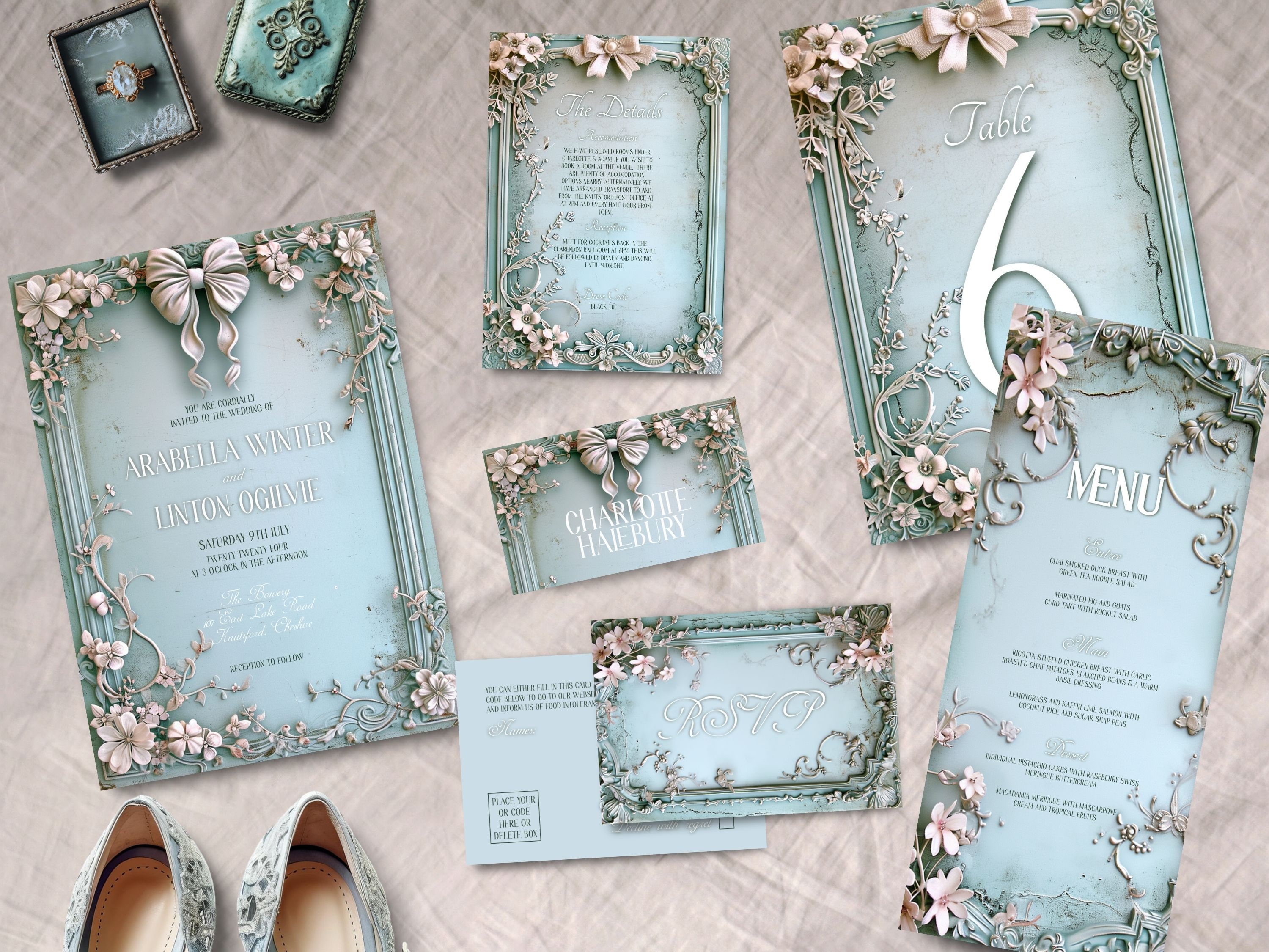 Victorian Bow Wedding Bundle, INSTANT DOWNLOAD, Baroque, Romantic ...