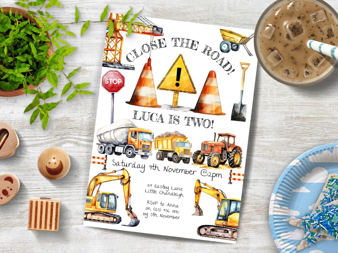 Construction Theme Birthday Invitation, INSTANT DOWNLOAD, Dump ...