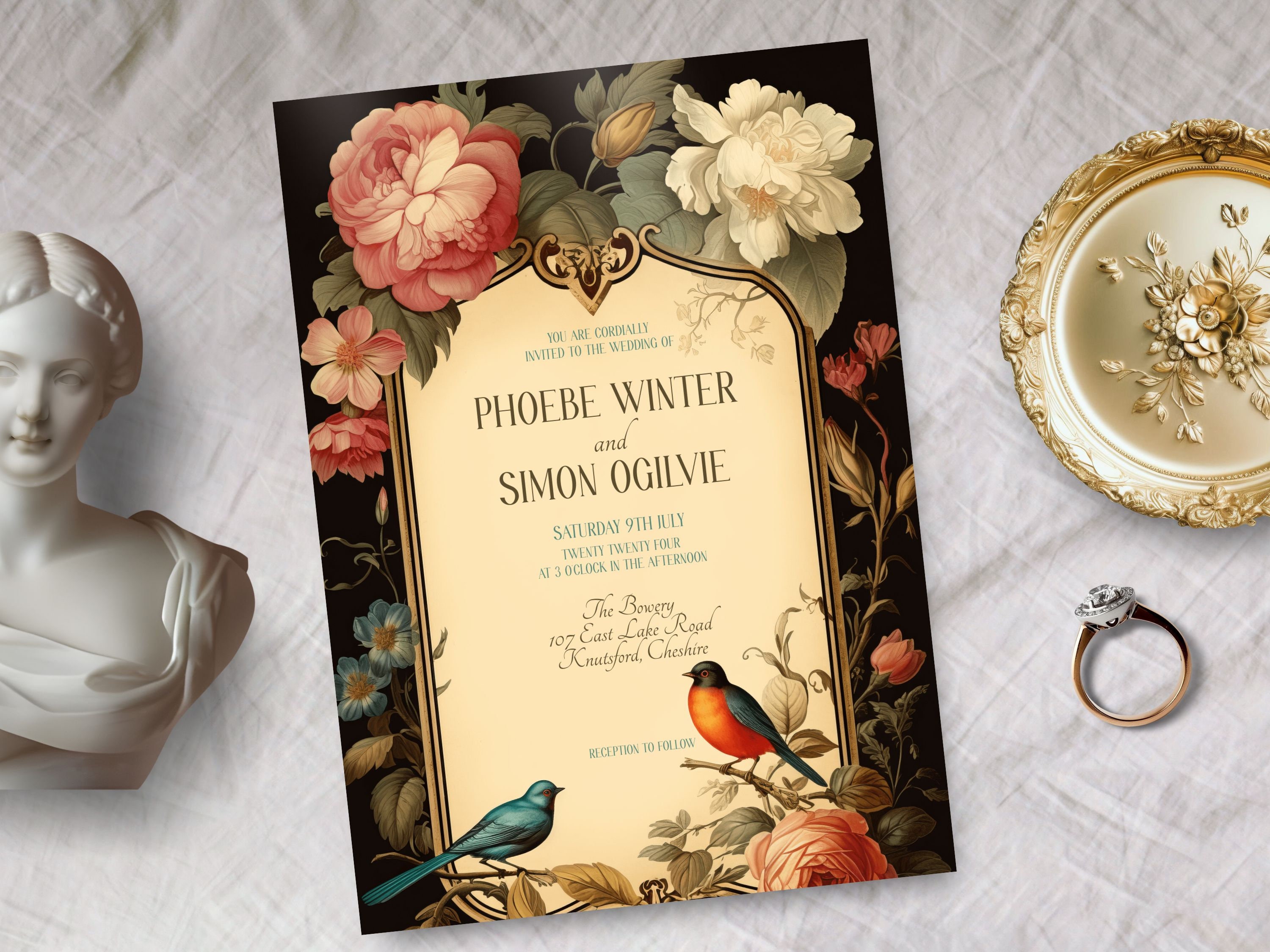 Victorian Wedding Invitation, INSTANT DOWNLOAD, Vintage Floral Invite ...