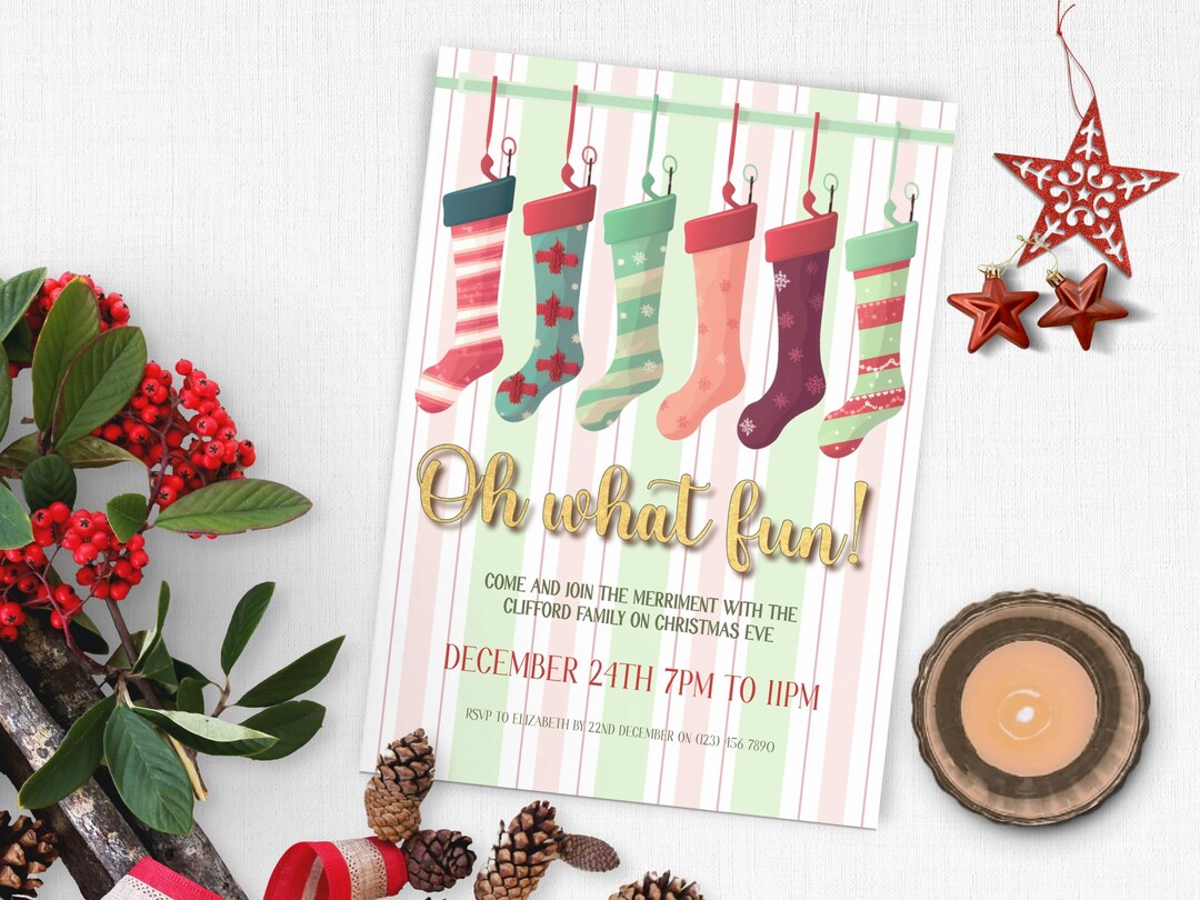 Christmas Eve Invitation, INSTANT DOWNLOAD, Christmas Party Invitation ...