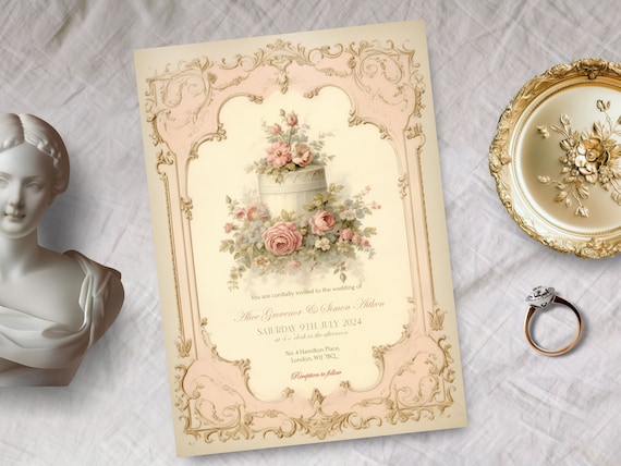 Victorian Boxed Invitations Gilded Age Vintage Wedding Invitations